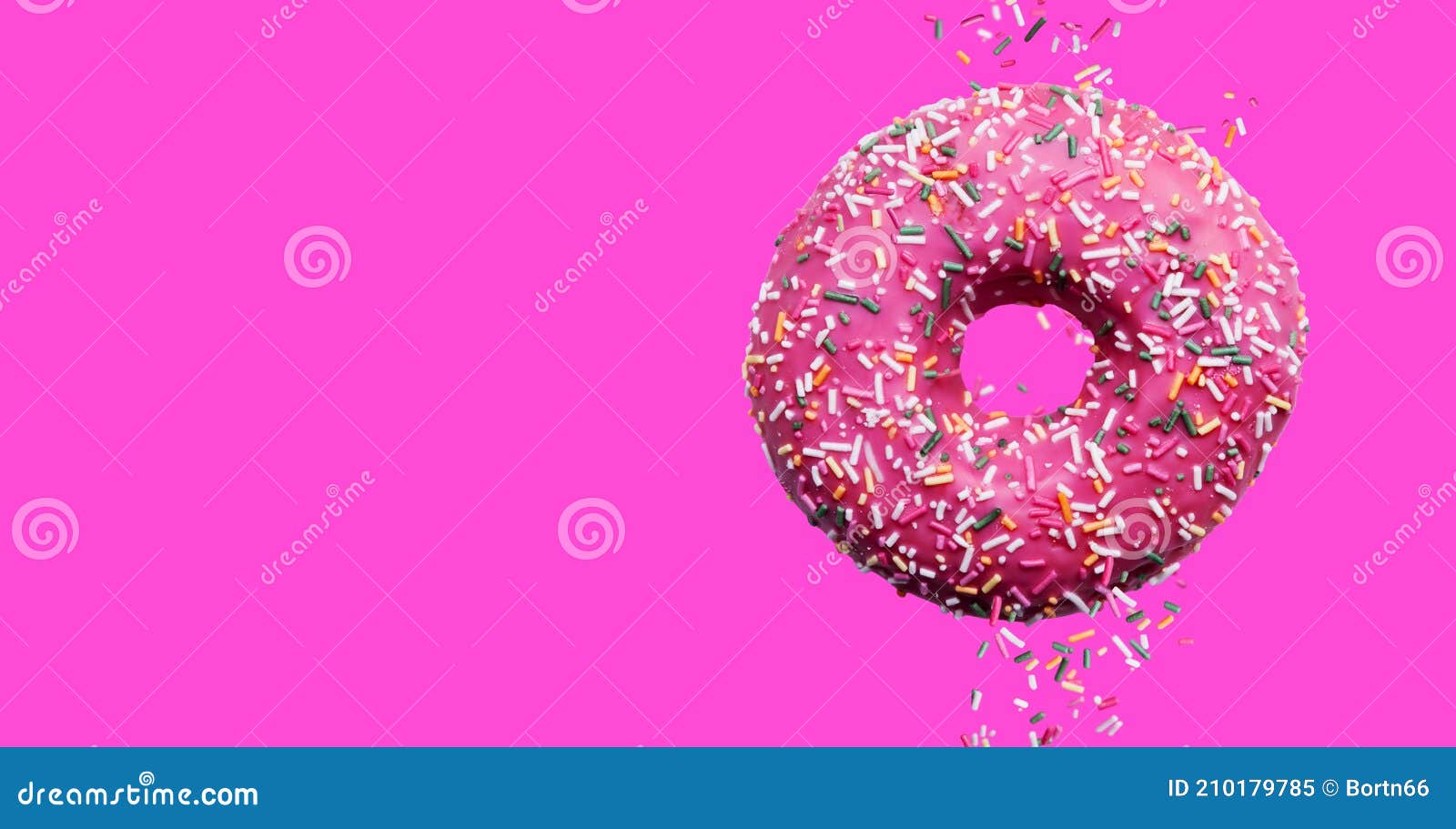 Pink Donut on a Pink Background. Front View Stock Illustration ...