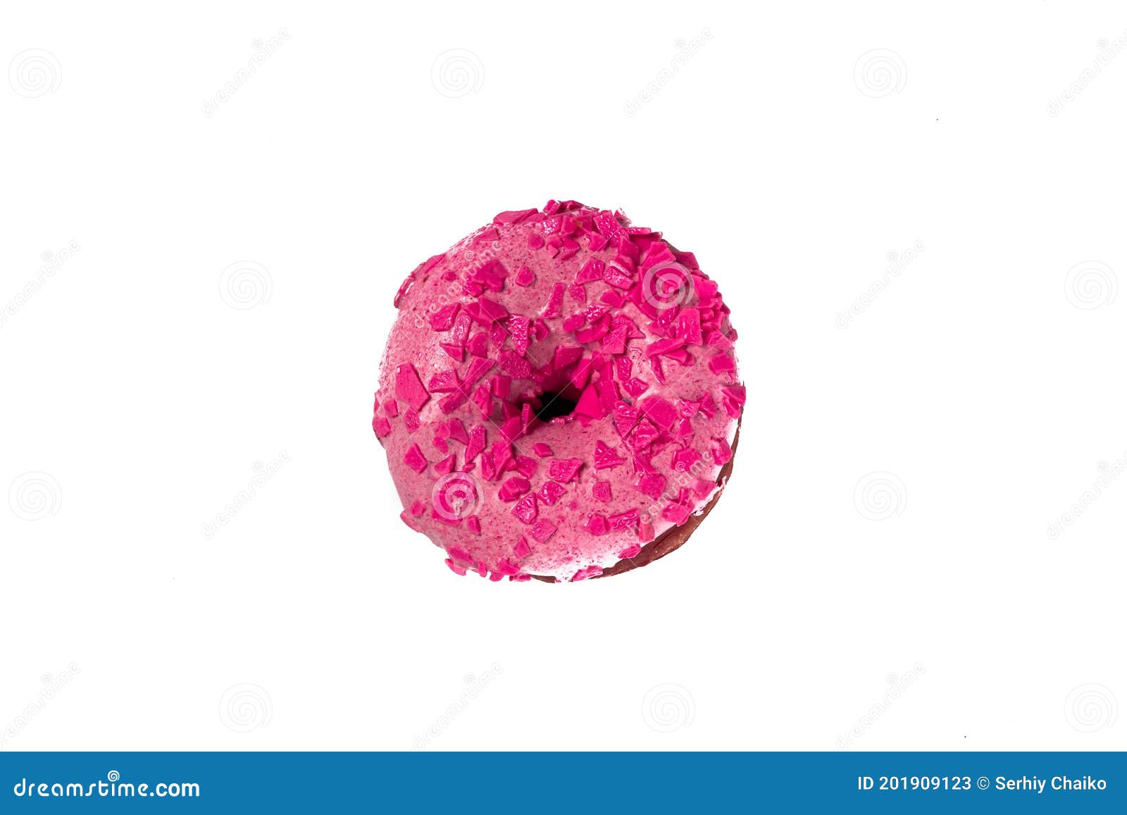 Pink Donut With Pink Sprinkles Isolated On White Background.Pink Dough ... Pink Donut With Pink Sprinkles Isolated On White Background.Pink Dough ...
