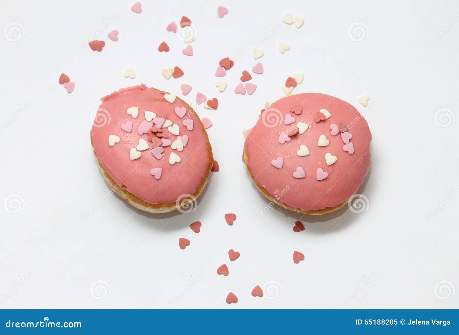 Pink Donut stock image. Image of hearts, dessert, bakery - 65188205
