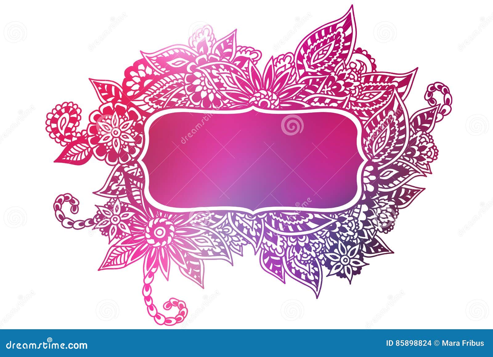 Pink doodle colored frame stock vector. Illustration of curve - 85898824