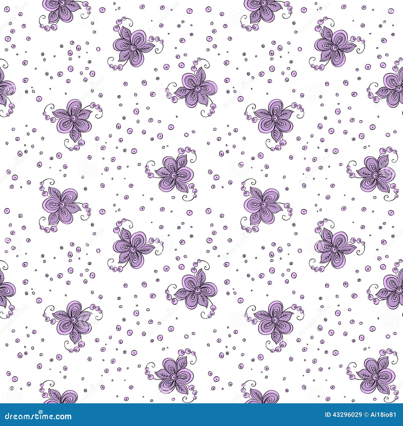 Pink Doodle Flowers Seamless Pattern Stock Vector - Illustration of ...