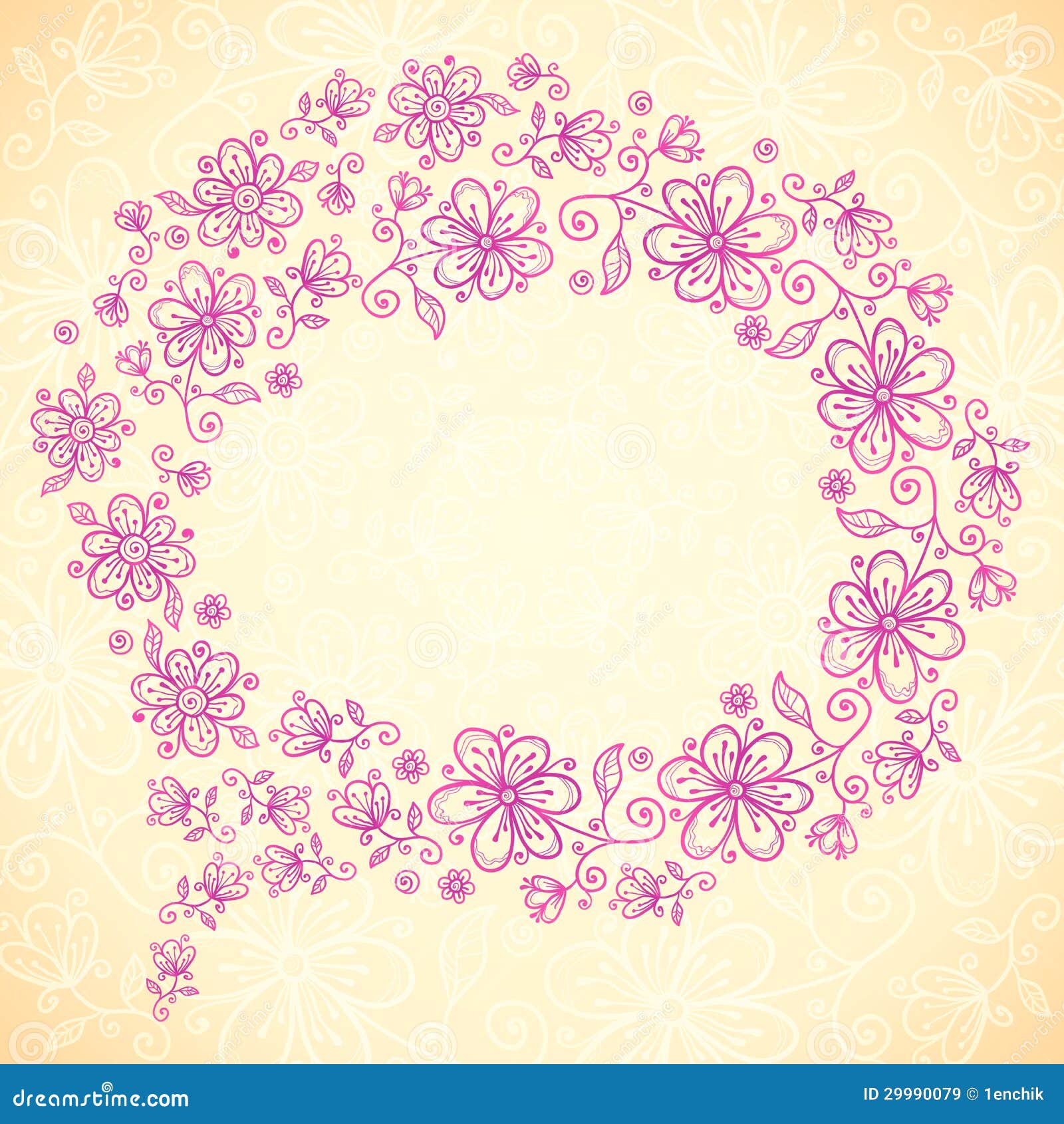 Pink Doodle Vintage Flowers Vector Speech Bubble Stock Vector ...