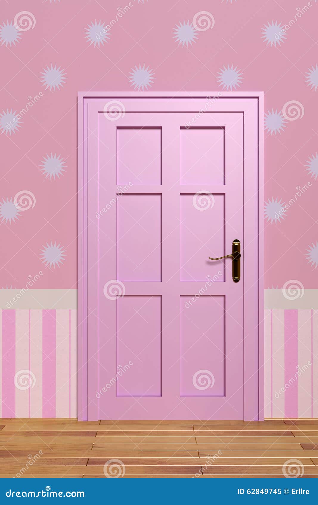 Pink door stock illustration. Illustration of render - 62849745
