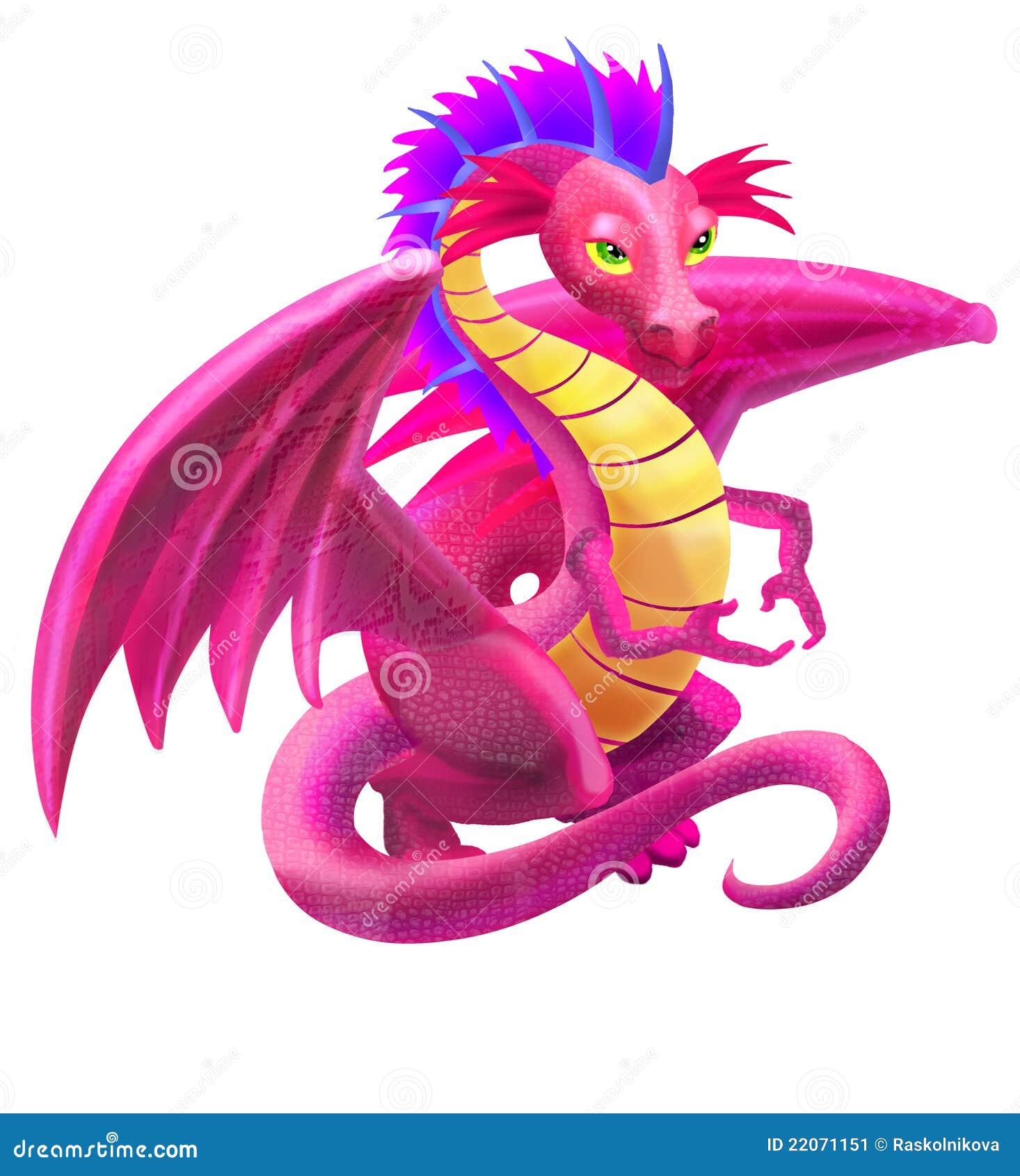 Pink dragon stock illustration. Illustration of yellow - 22071151