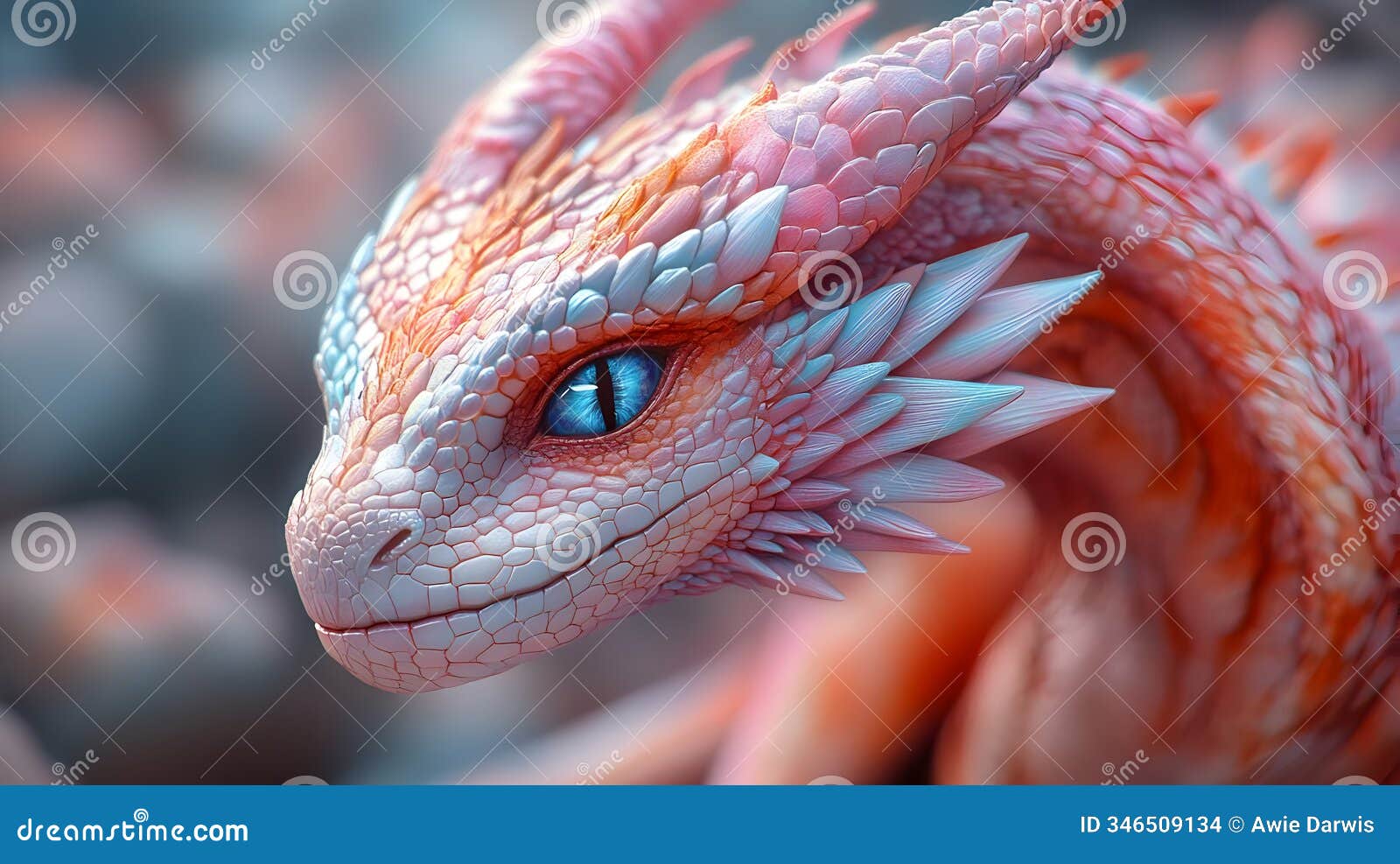 Pink Dragon with Blue Eyes Illustration Stock Illustration ...