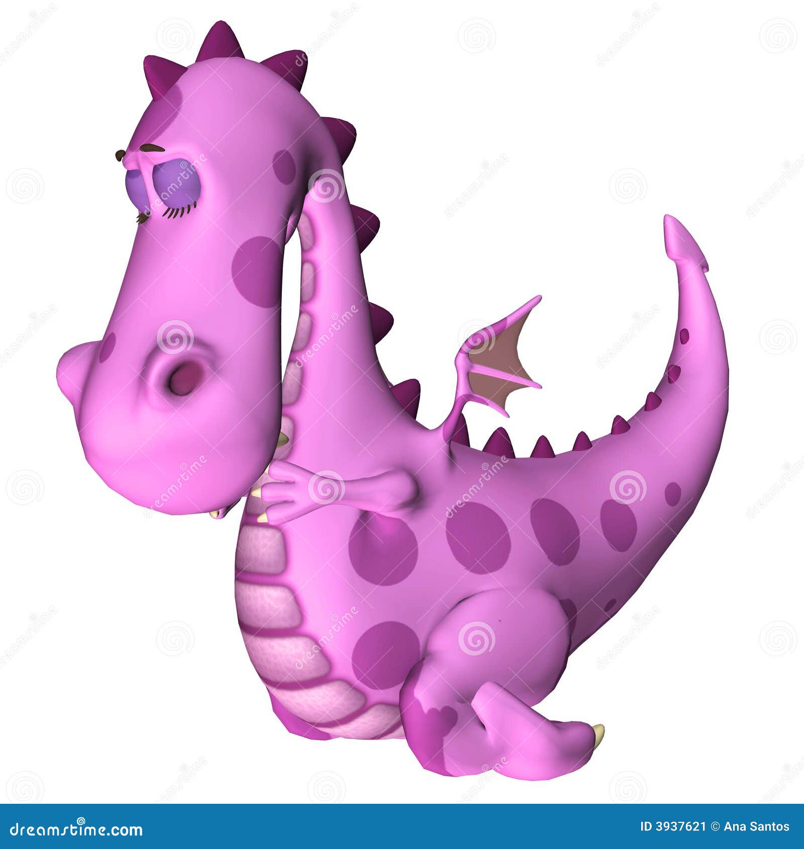 Pink Dragon Cartoon stock illustration. Illustration of pink - 3937621