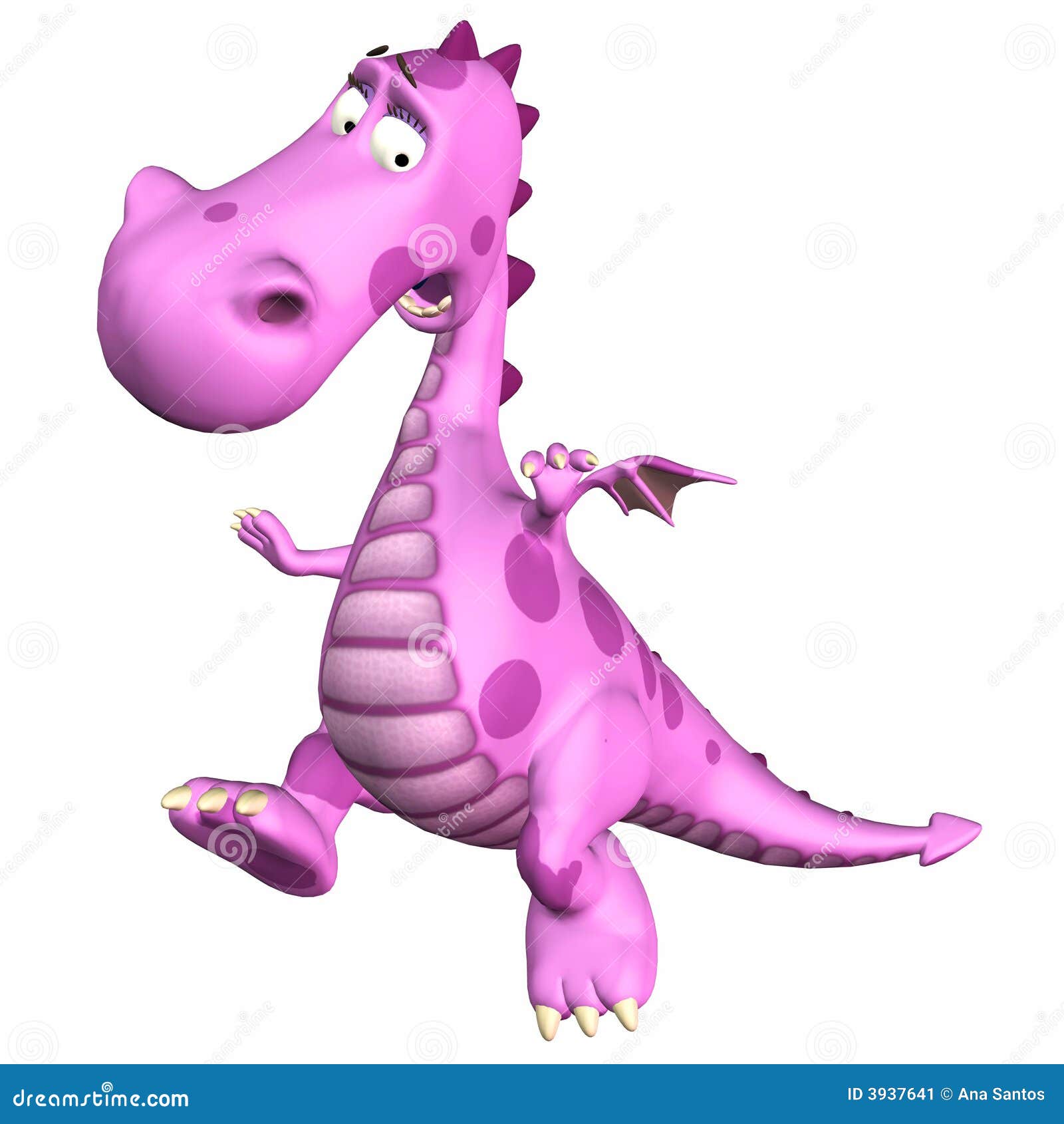 Pink Dragon Cartoon stock illustration. Illustration of afraid - 3937641