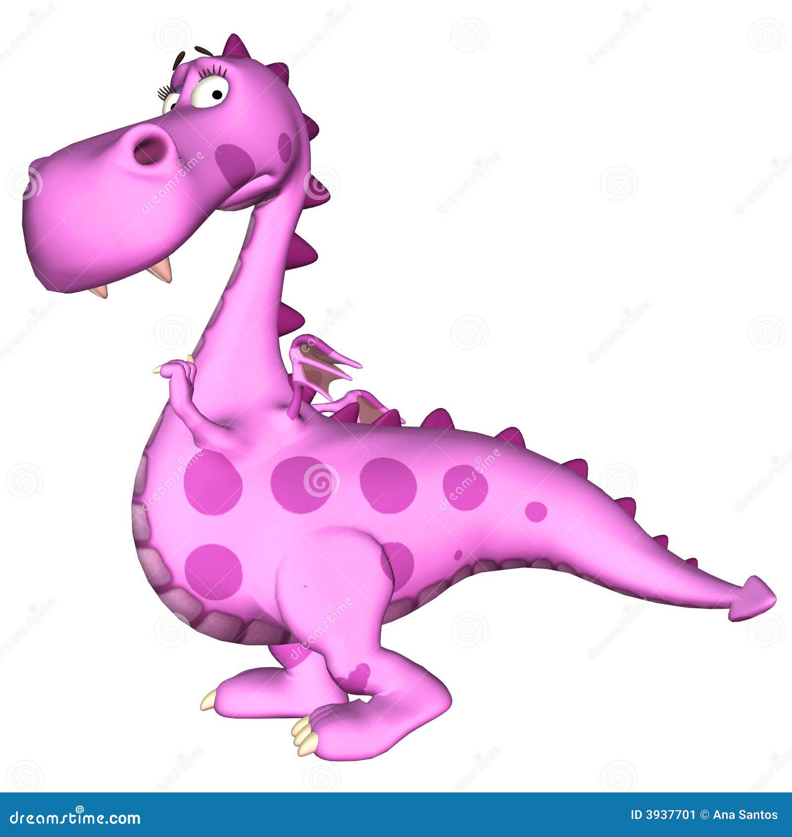 Pink Dragon Cartoon stock illustration. Illustration of rendered - 3937701