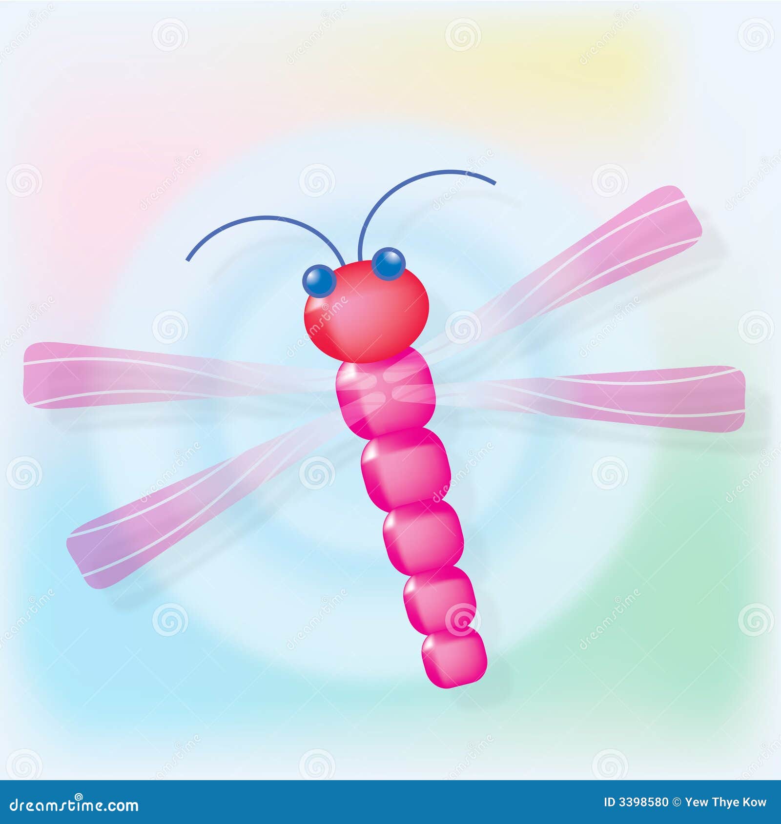 Pink Dragonfly stock illustration. Illustration of copy - 3398580