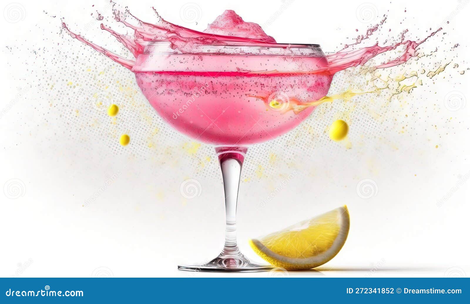 A Pink Drink with a Splash of Juice and a Slice of Lemon Stock ...