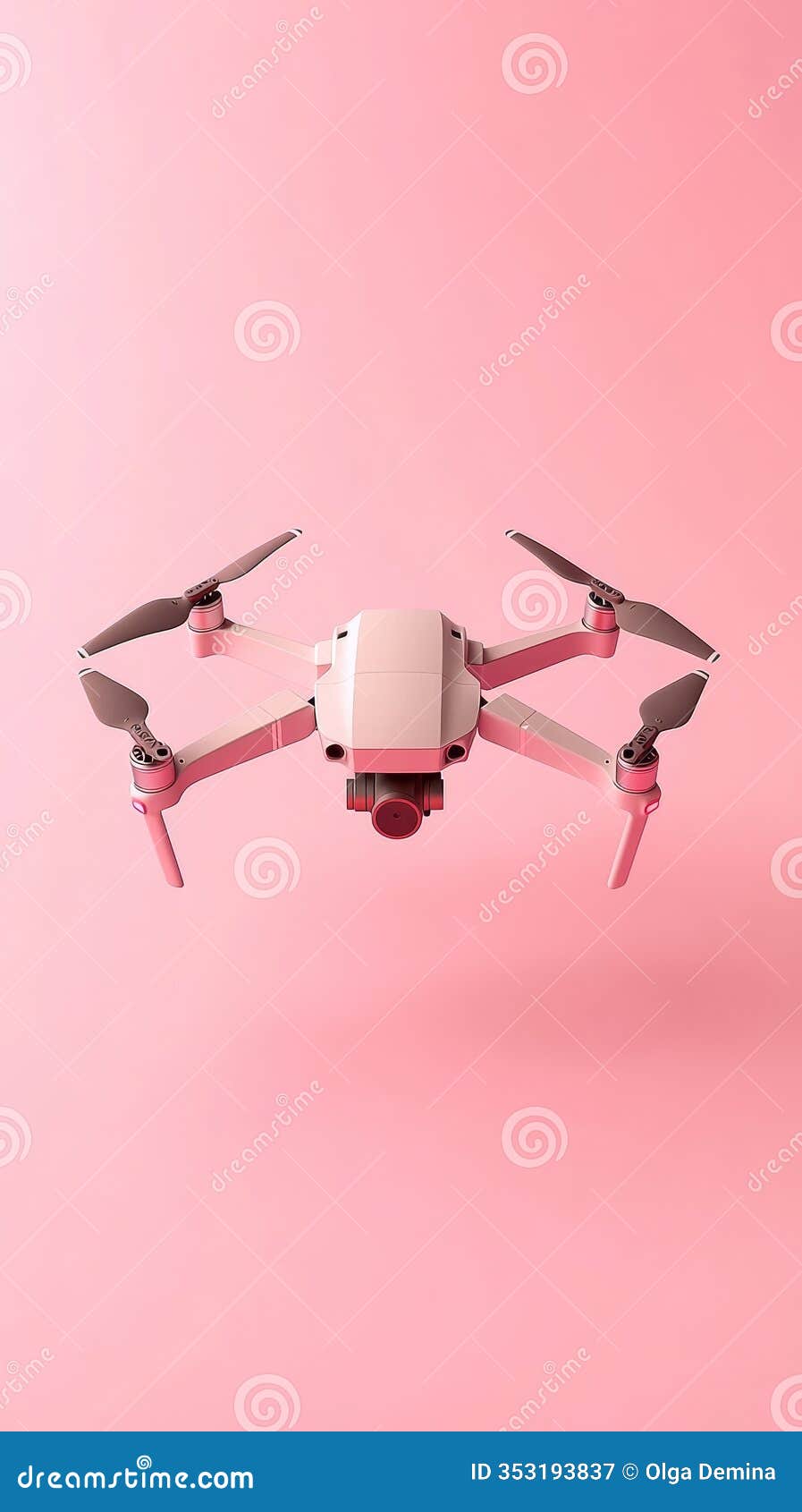 Pink Drone Hovering on Pink Background, Modern Technology and ...