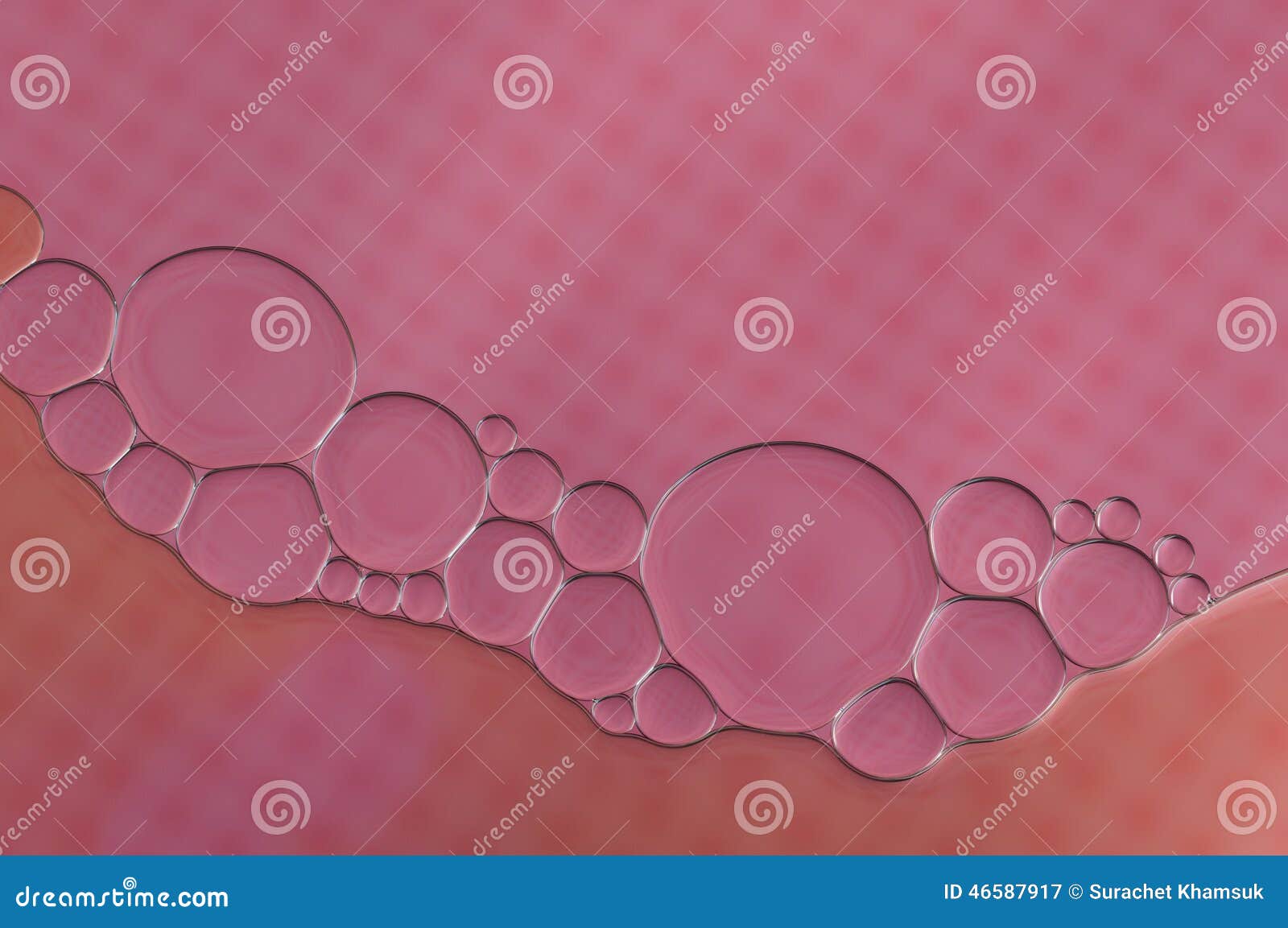 Pink Drops of Oil and Air Bubbles on the Water Stock Image - Image of ...
