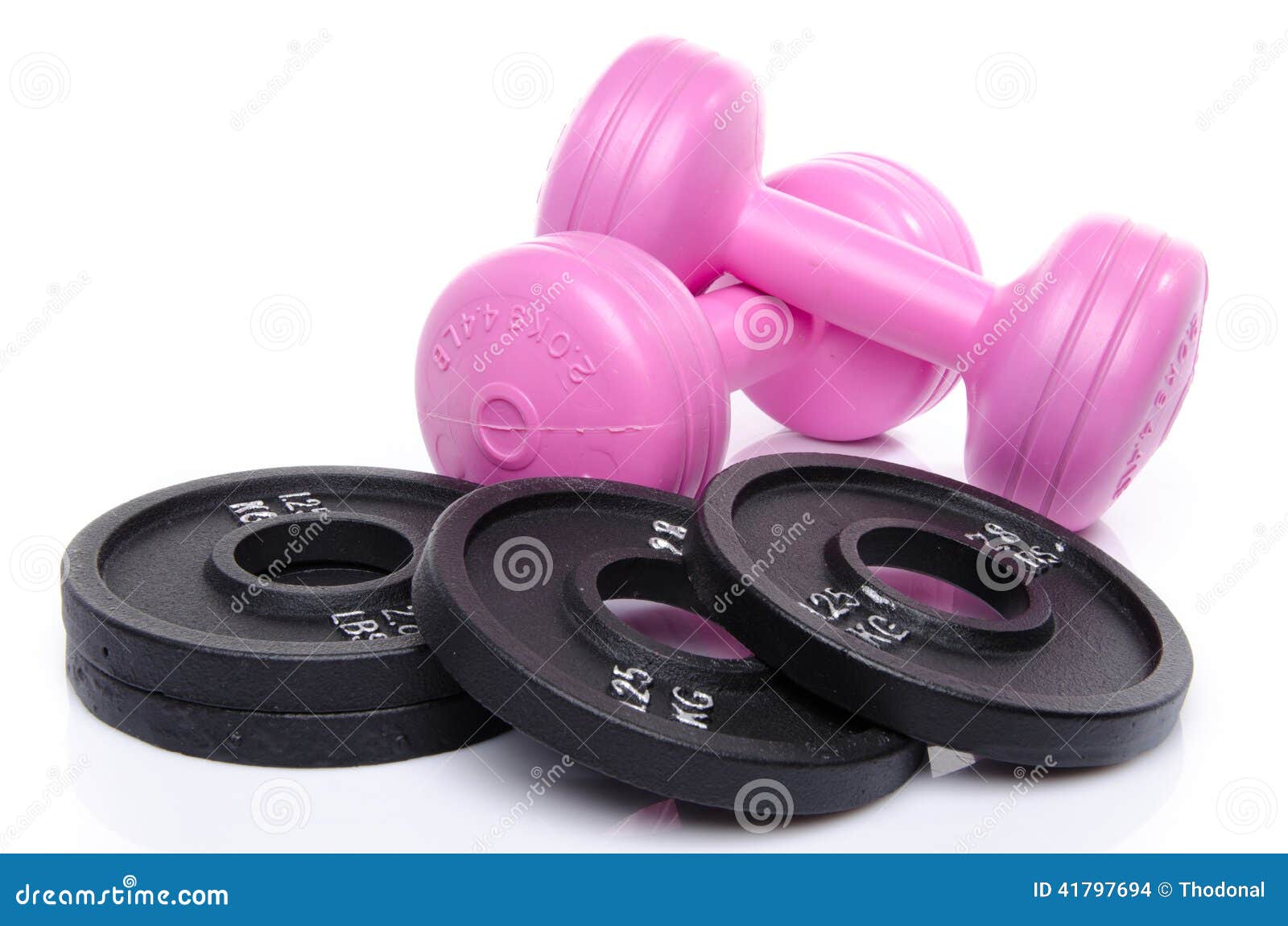 Pink dumbells with weights stock photo. Image of weightlifting - 41797694