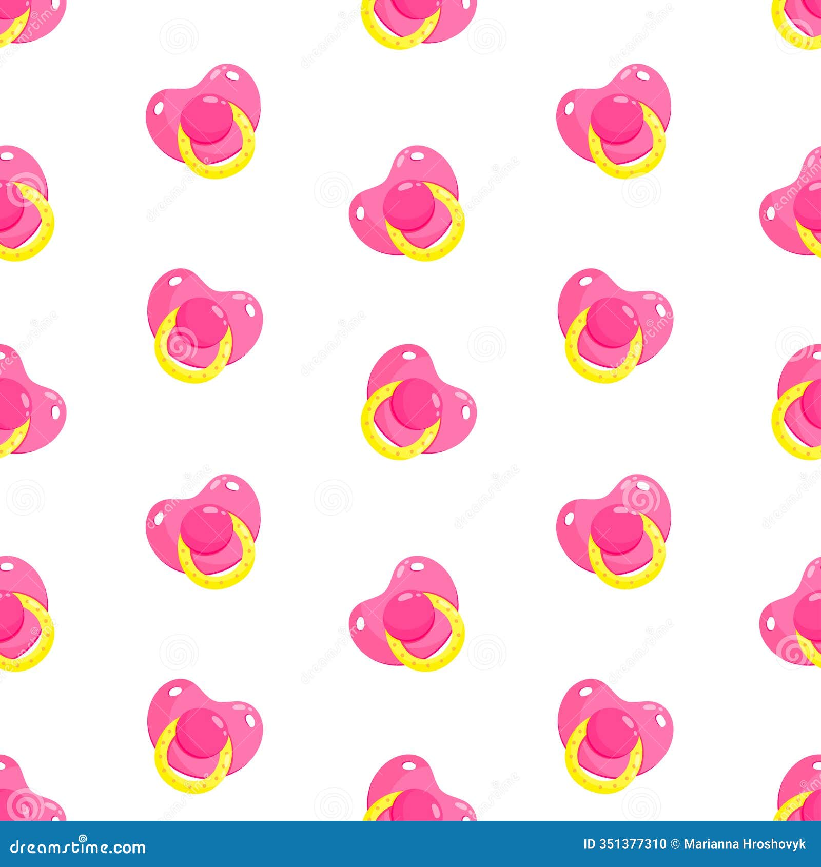 Pink Dummies Vector Seamless Pattern. Front View Pacifiers Stock ...