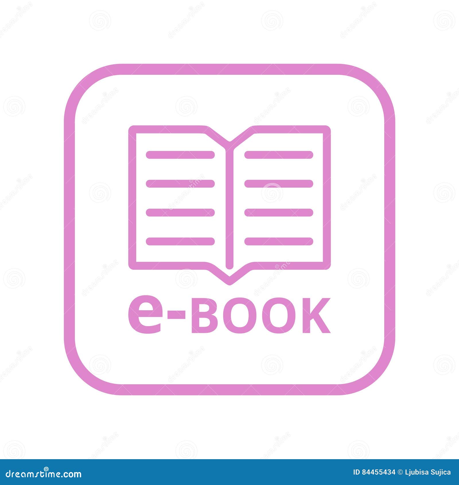 Pink E-Book sign icon stock vector. Illustration of learning - 84455434