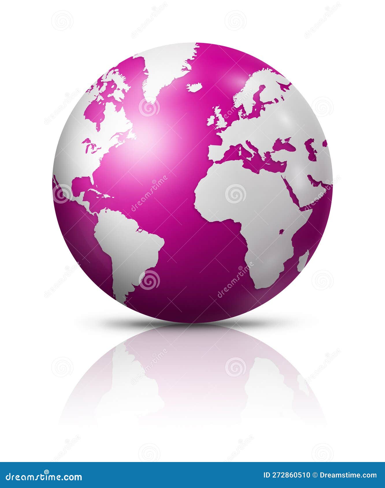 Pink Earth Globe Isolated on White Background Stock Illustration ...