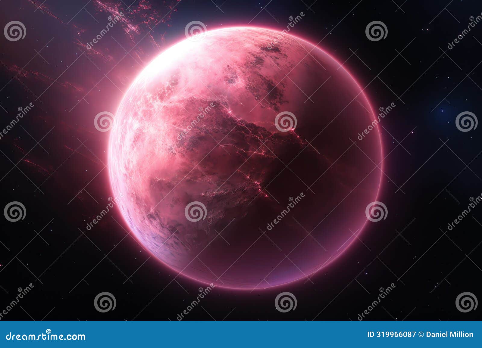 Pink Earth Illustration with Backlight in Outer Space, Solar System ...