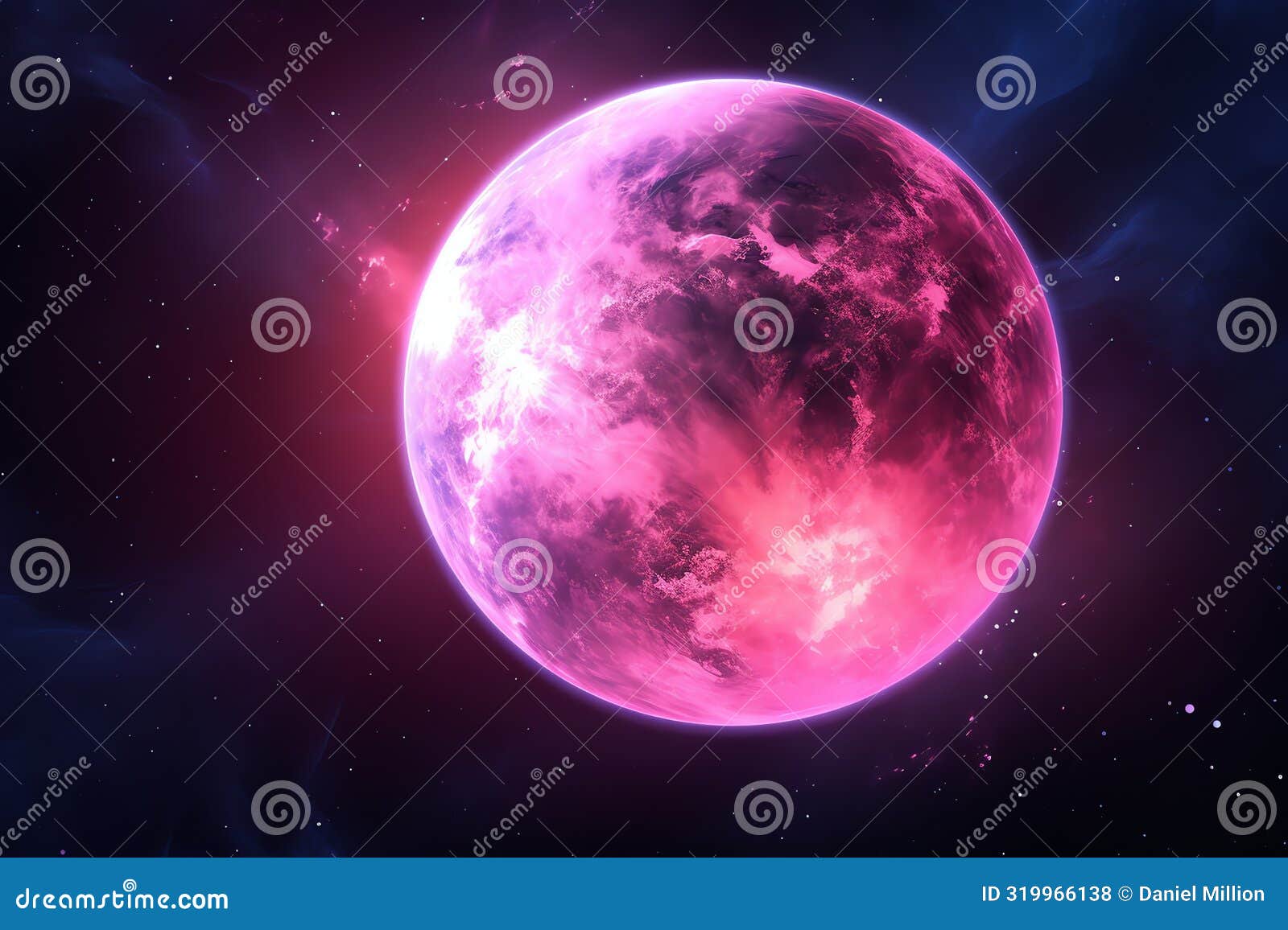 Pink Earth Illustration with Backlight in Outer Space, Solar System ...