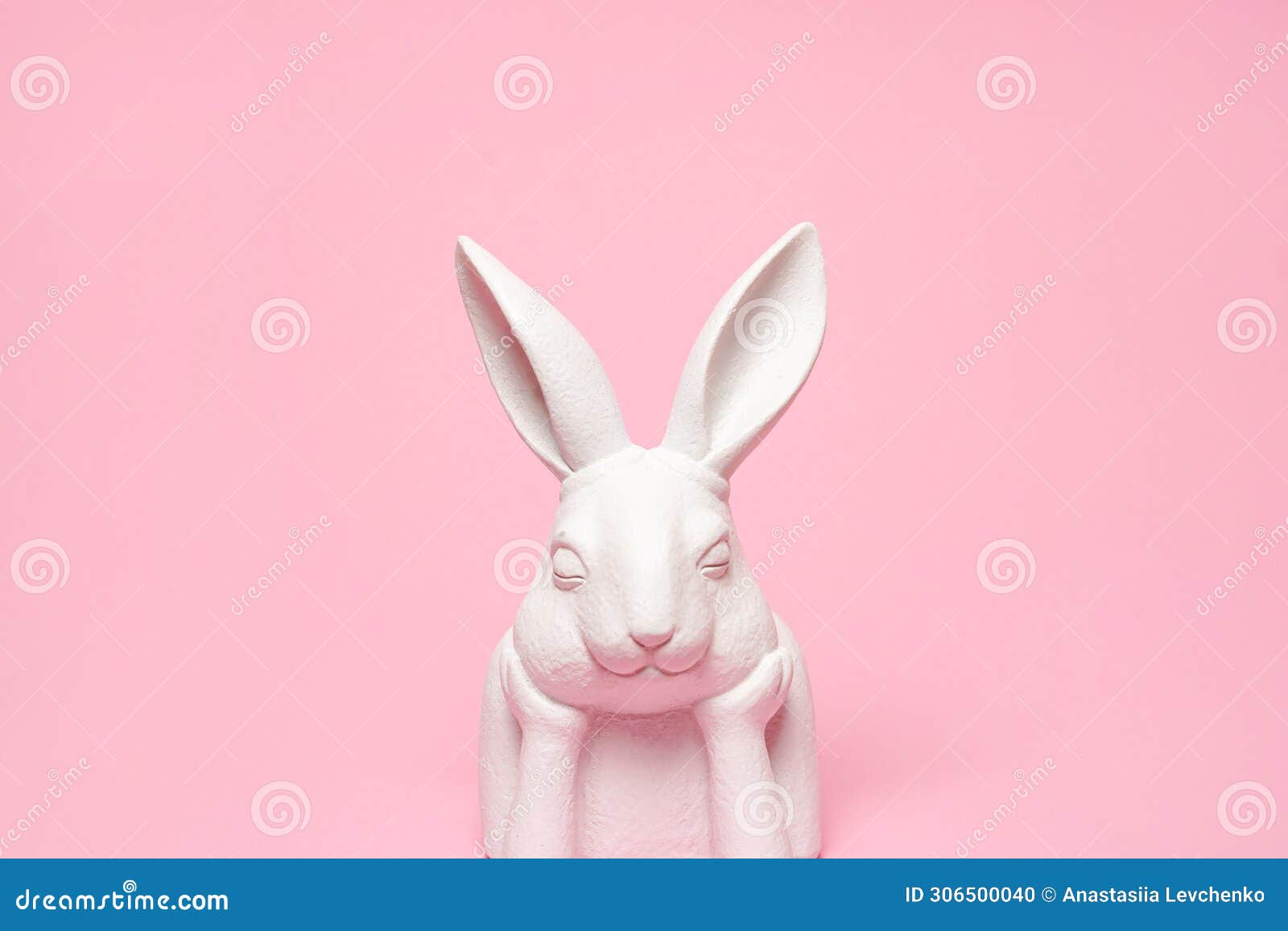 Pink Easter Background with White Bunny, Copy Space . Easter Greeting ...