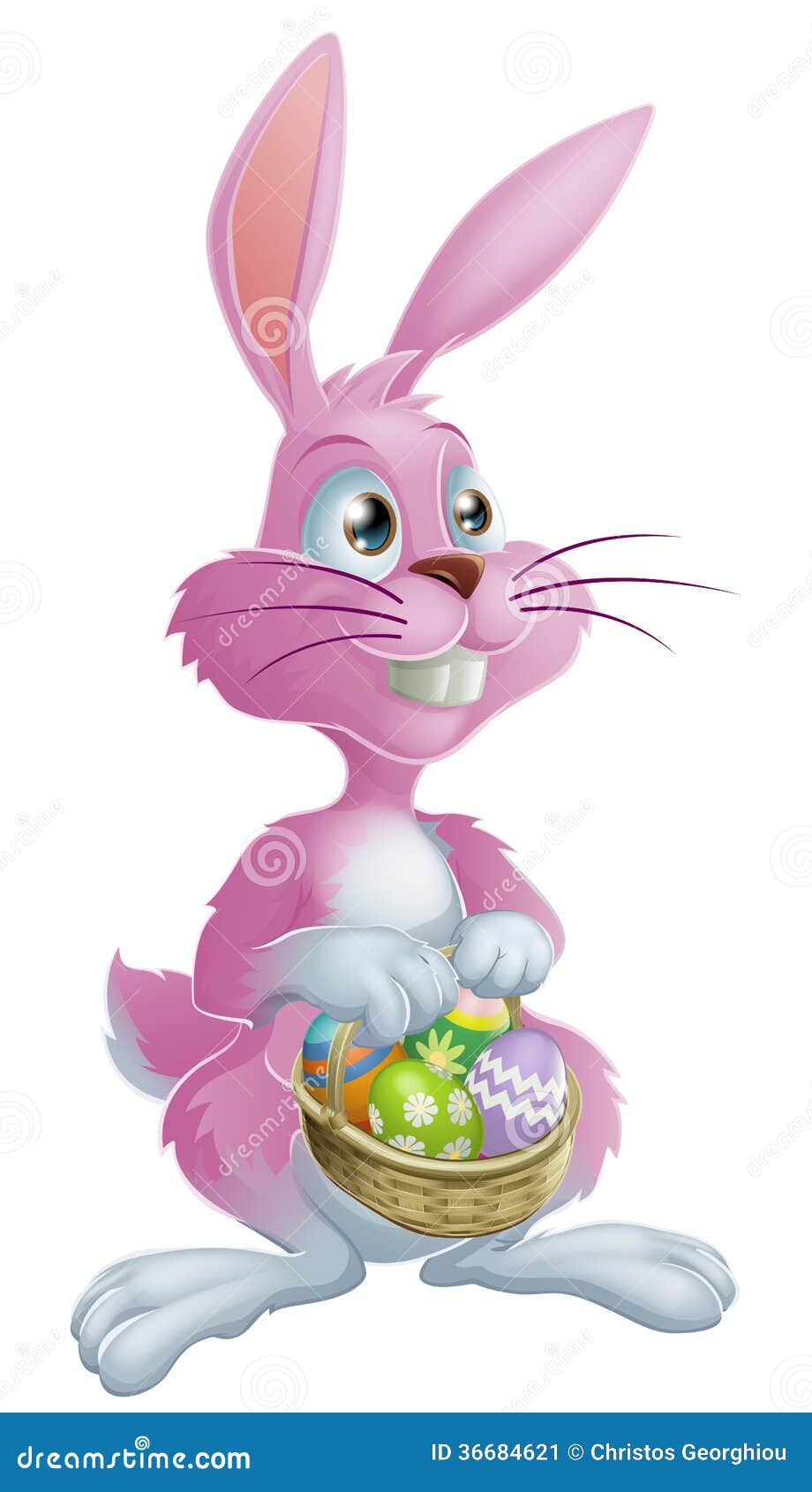 Pink Easter Bunny with Eggs Stock Vector - Illustration of childrens ...