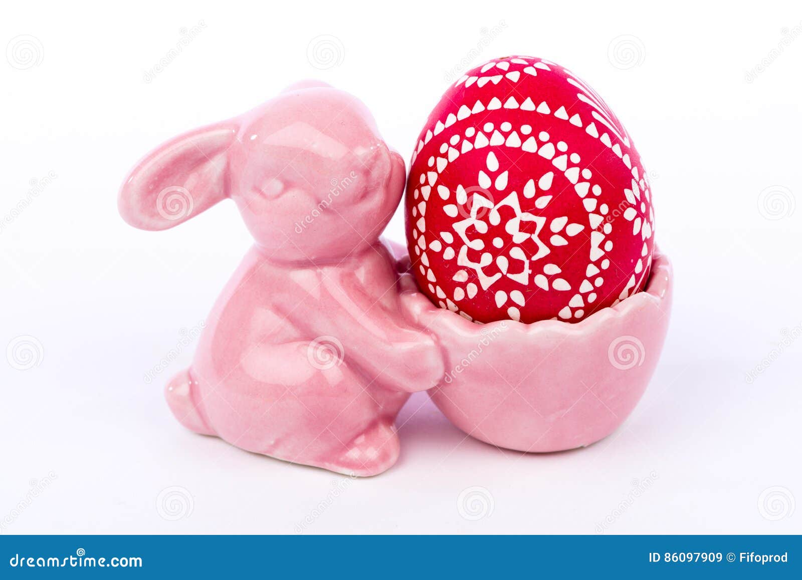 Pink Easter Bunny Eggshell with Artistic Painted Easter Egg Stock Image ...