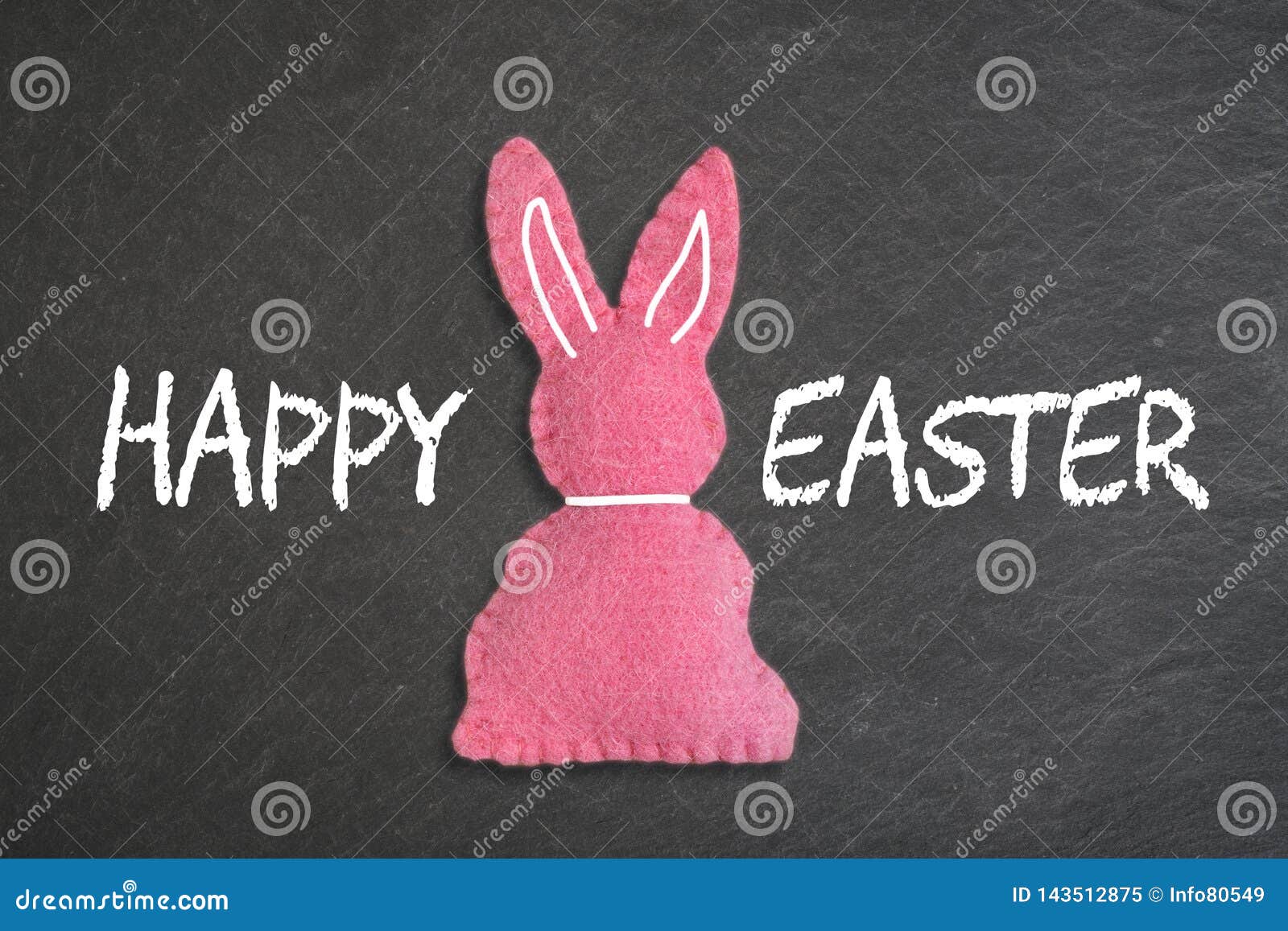 Pink Easter Bunny with Text `happy Easter`on a Chalkboard Background ...