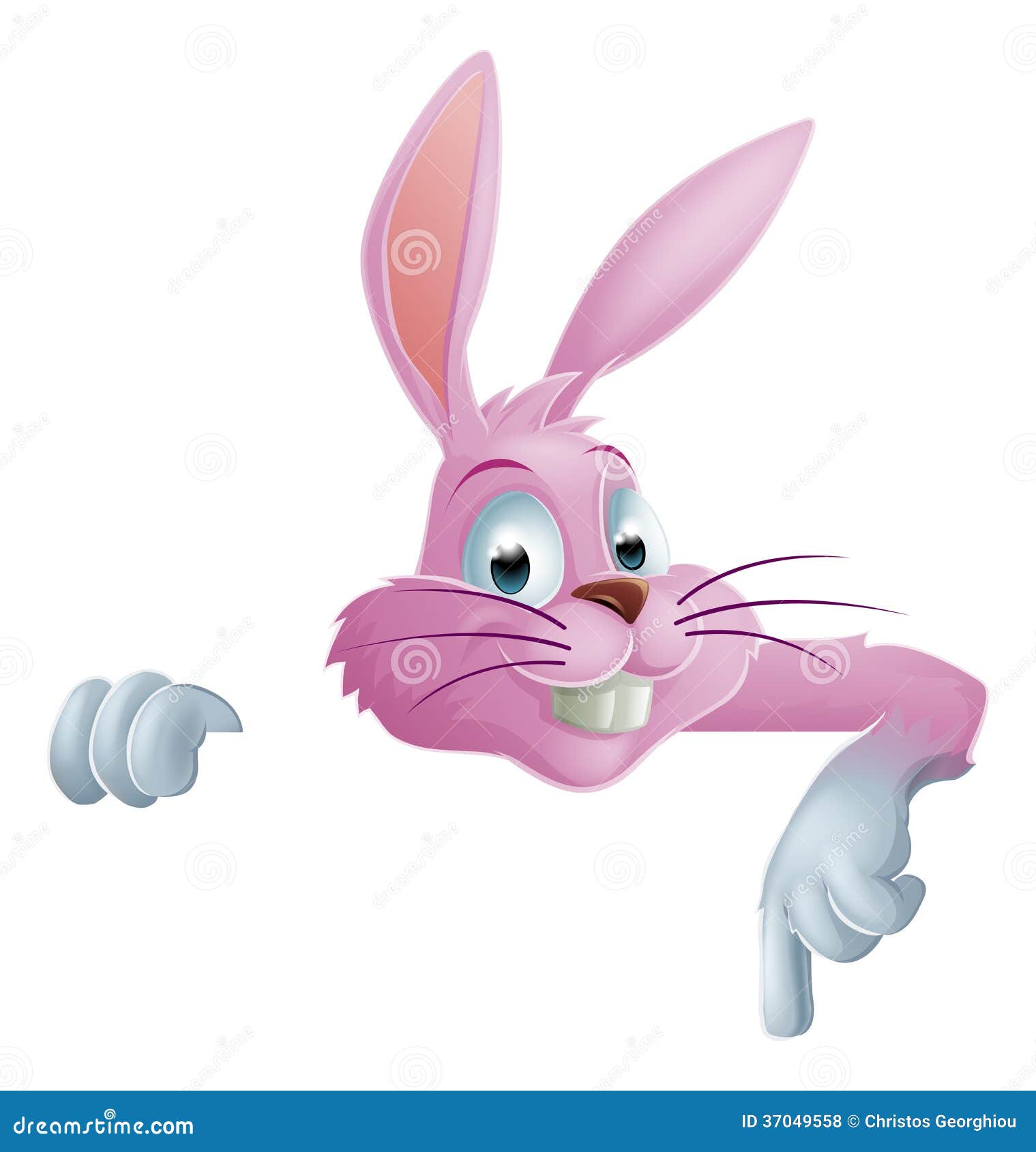 Pink Easter Bunny Rabbit Top Pointing Stock Vector - Illustration of ...