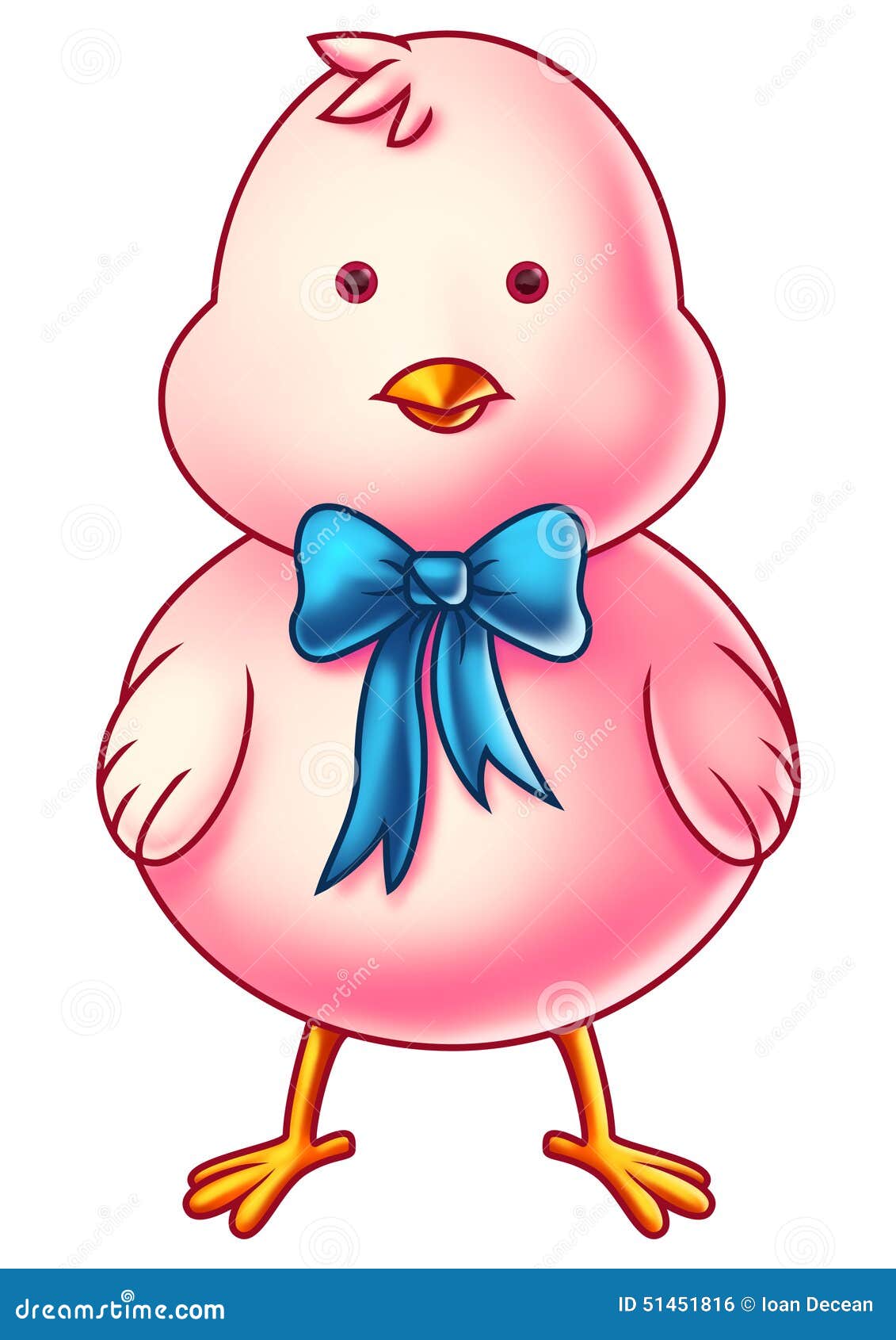 Pink Easter Chicken Cartoon Character Stock Illustration - Illustration ...