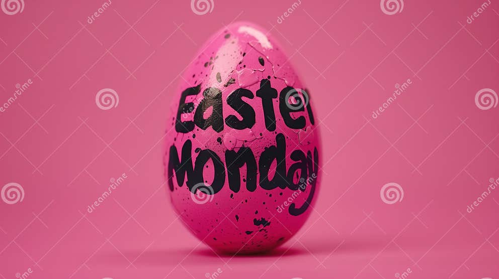 Pink Easter Egg with Easter Monday Text on a Pink Background. Stock ...