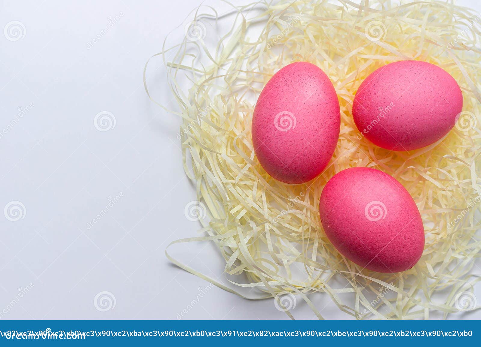Pink Easter Eggs in Nest Isolated on White Background. Happy Easter ...