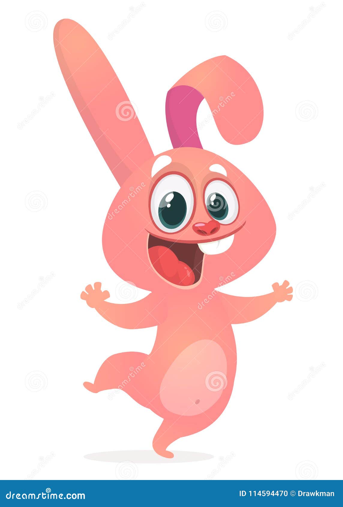 Pink Easter Rabbit Cartoon. Easter Bunny Vector Illustration. Stock ...