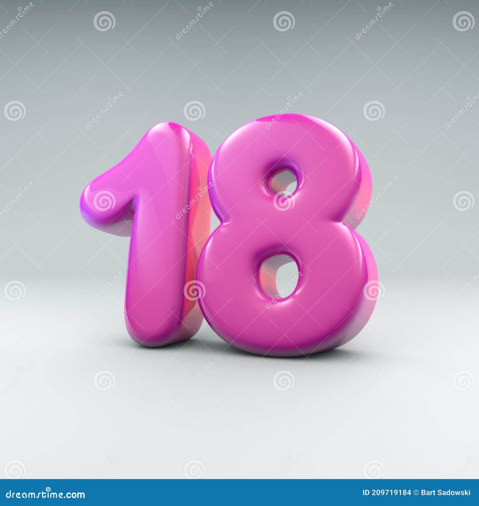3D Render of the Number 18 in Pink Bubbly Style Stock Illustration ...
