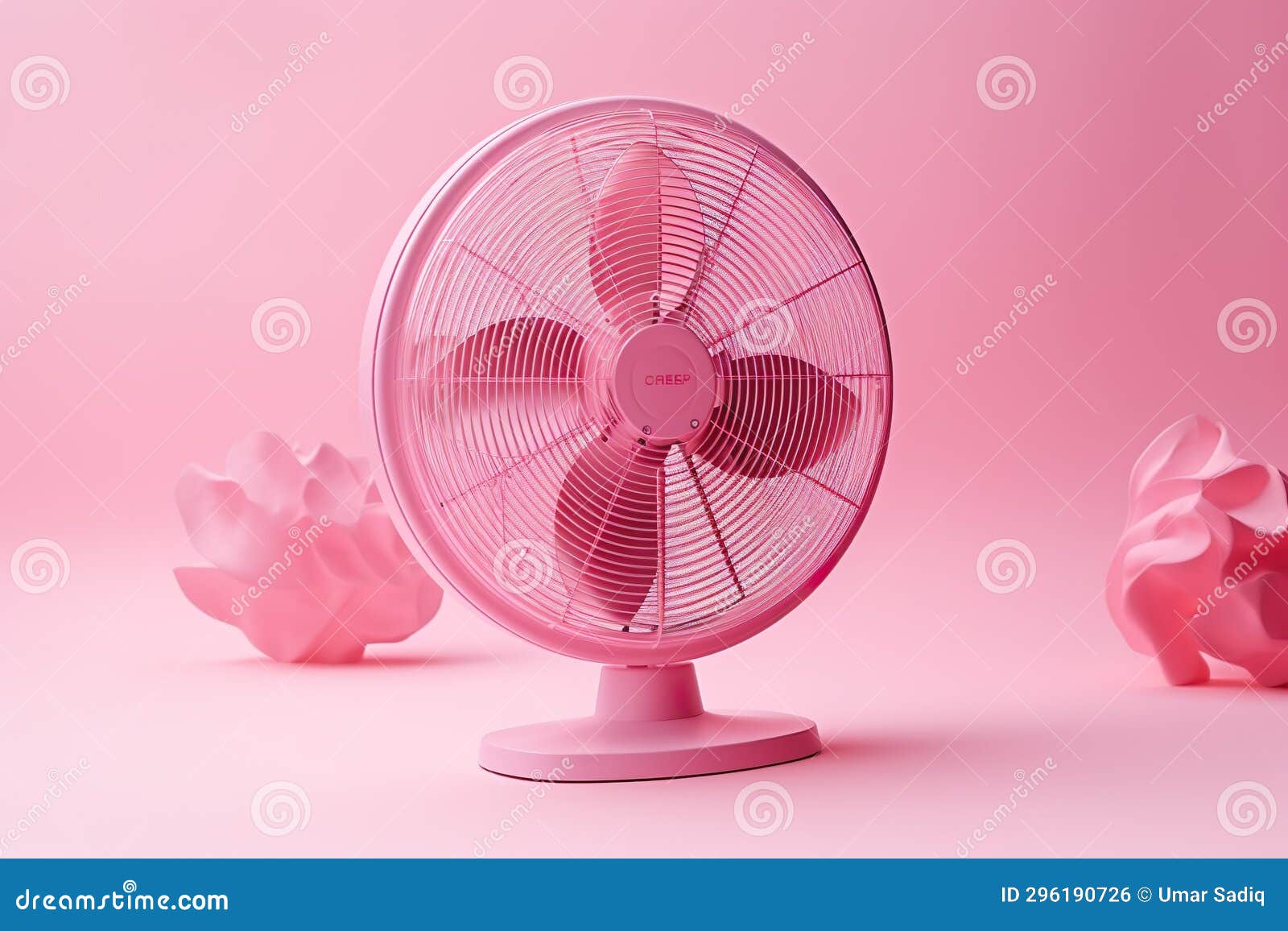 Pink Electric Fan on Pink Background Stock Illustration - Illustration ...