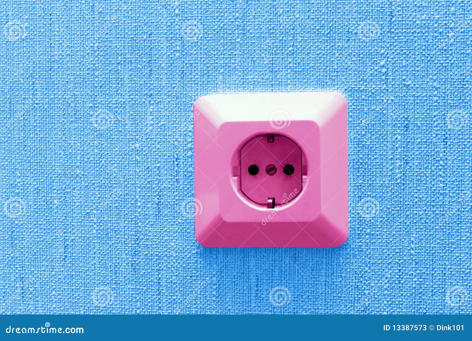Pink Electric Socket on Blue Wall Stock Image - Image of electric ...