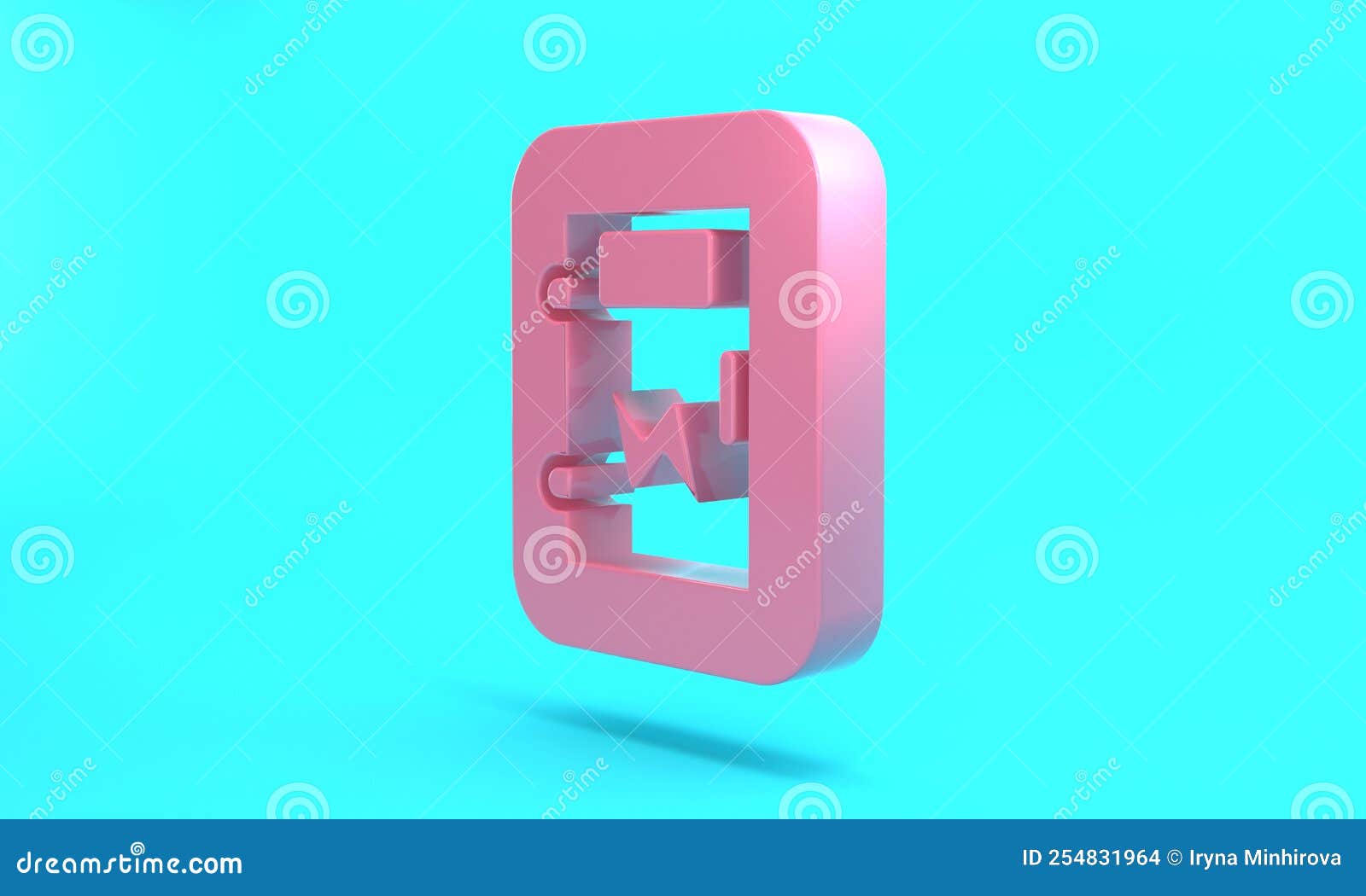 Pink Electrical Panel Icon Isolated on Turquoise Blue Background ...