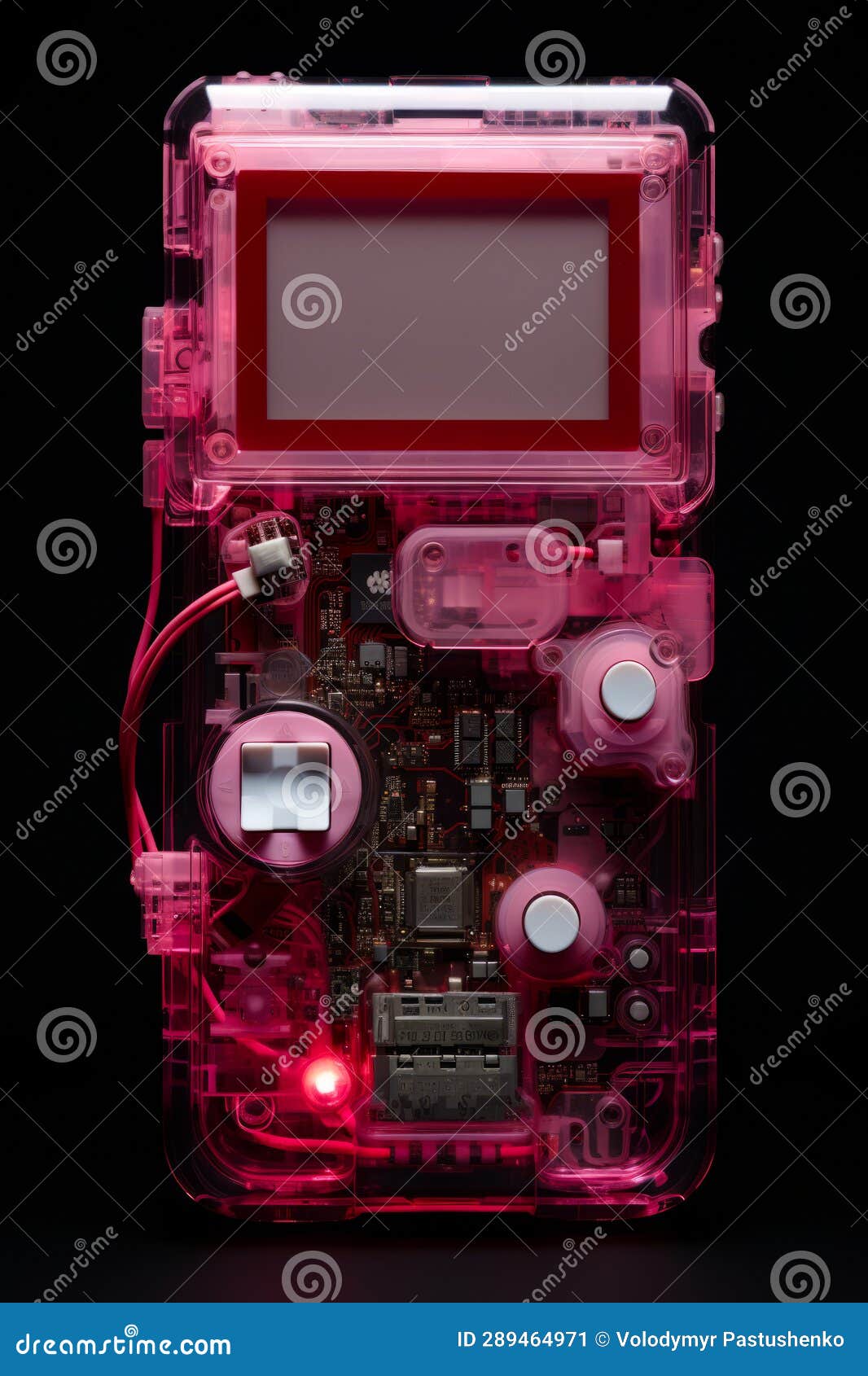 Pink Electronic Device with Red Light on it S Side. Generative AI Stock ...