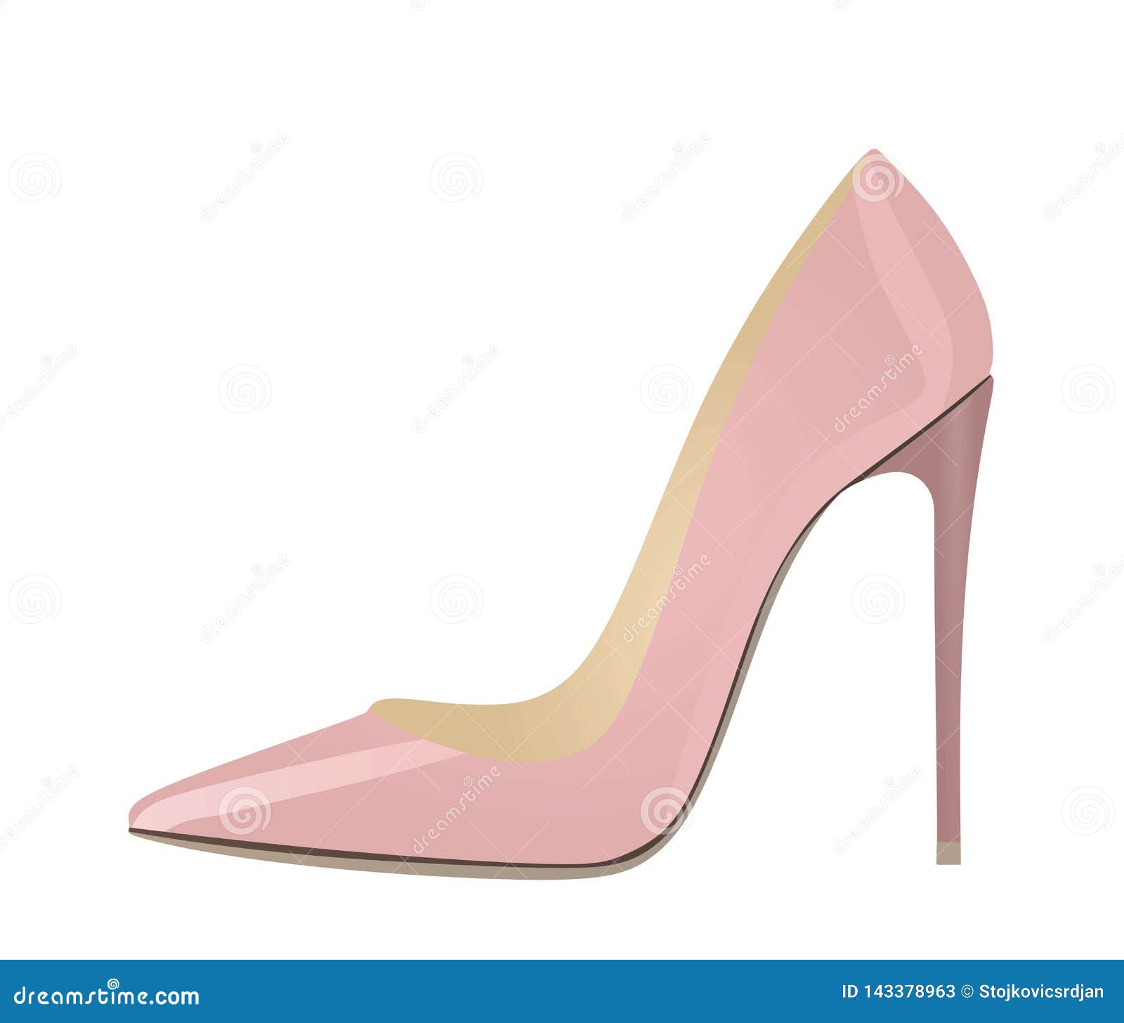 Pink Elegant Shoe, Side View Stock Vector - Illustration of foot, color ...