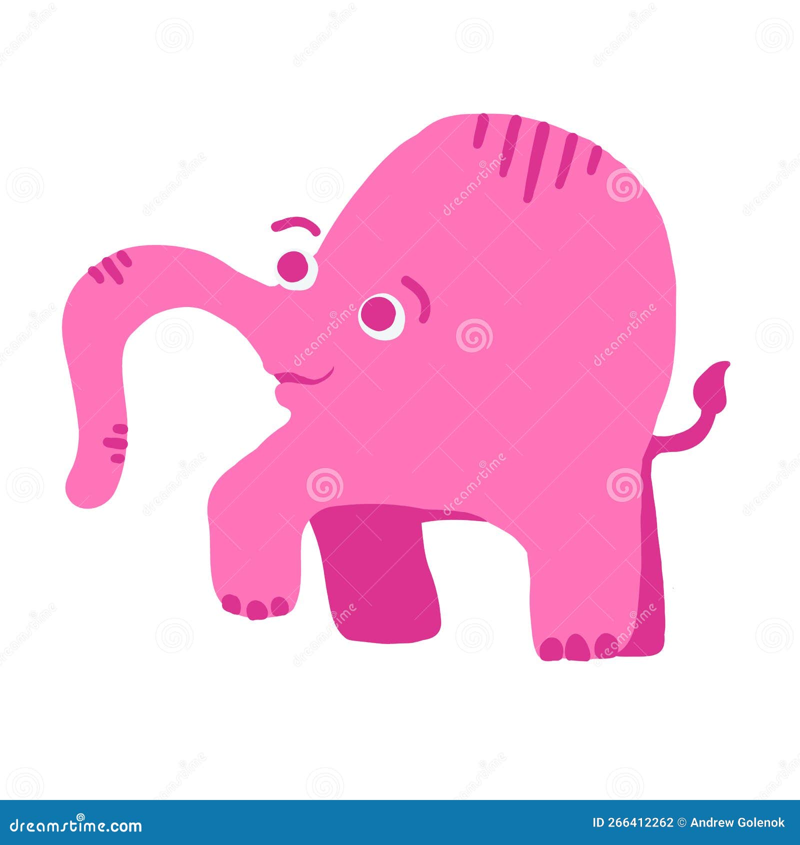 Pink Elephant in Cartoon Flat Style Stock Vector - Illustration of ...