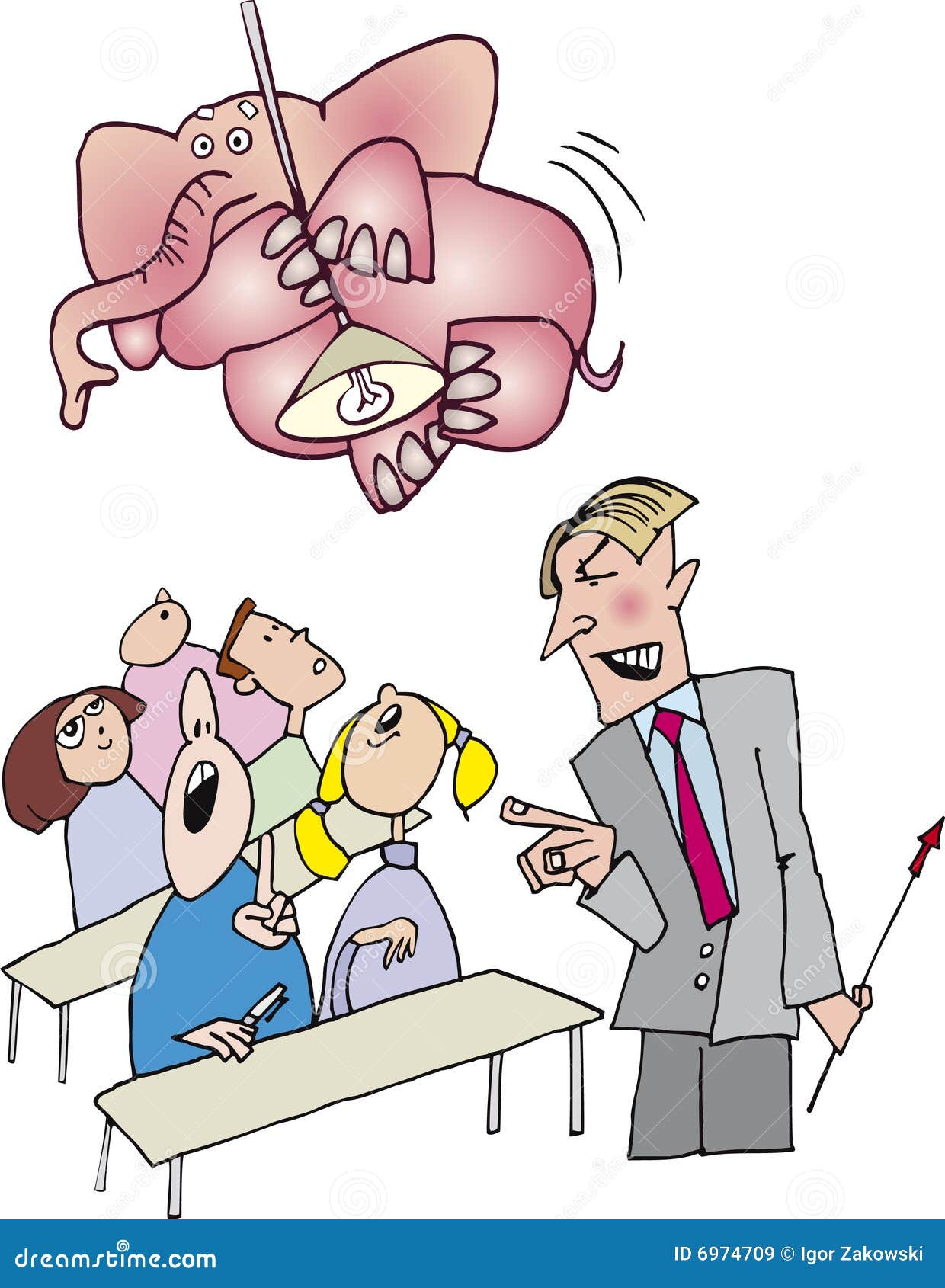 Pink Elephant in Class Room Stock Vector - Illustration of humor ...