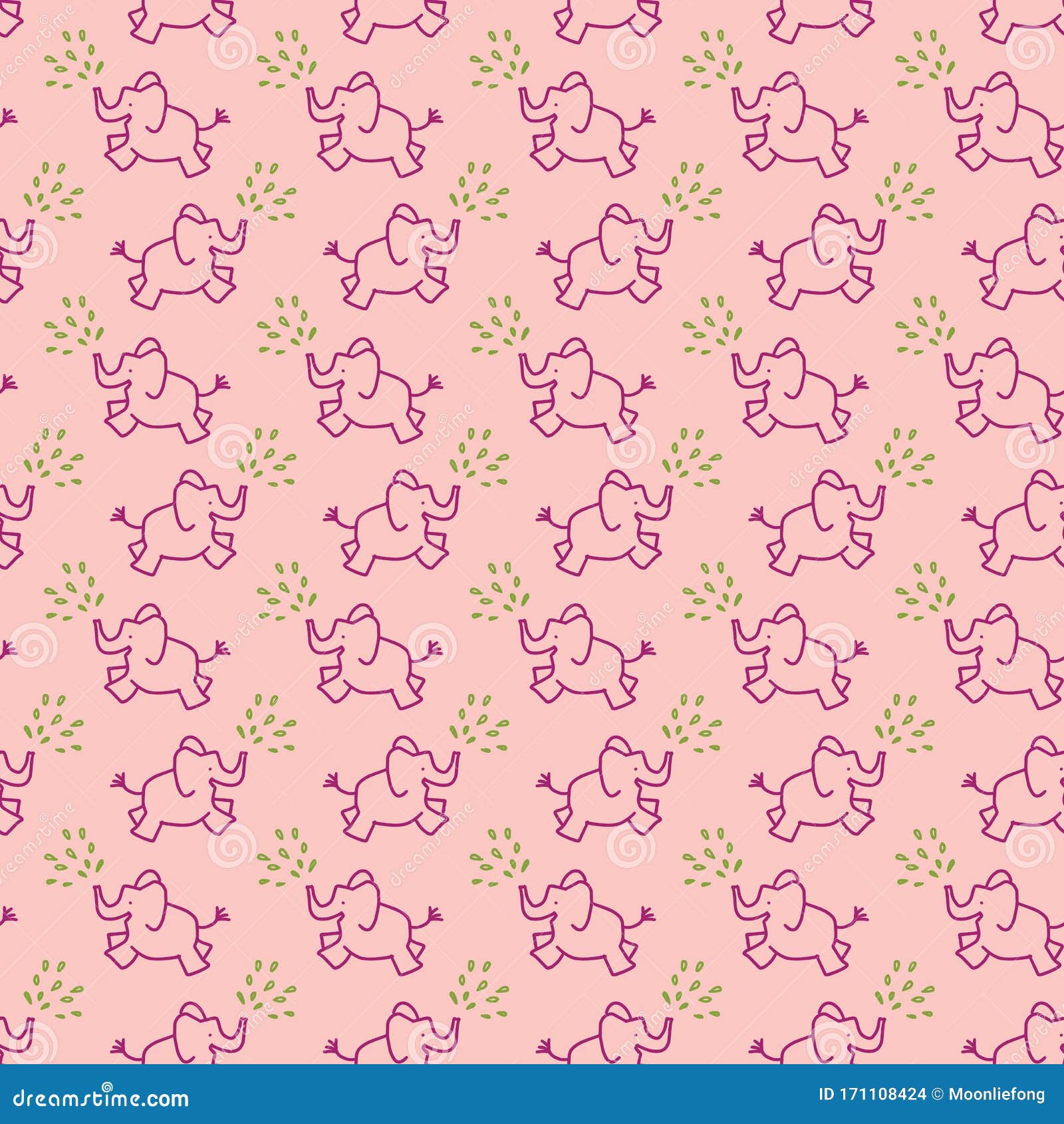 Pink Elephants Seamless Repeat Pattern Design. Stock Vector ...