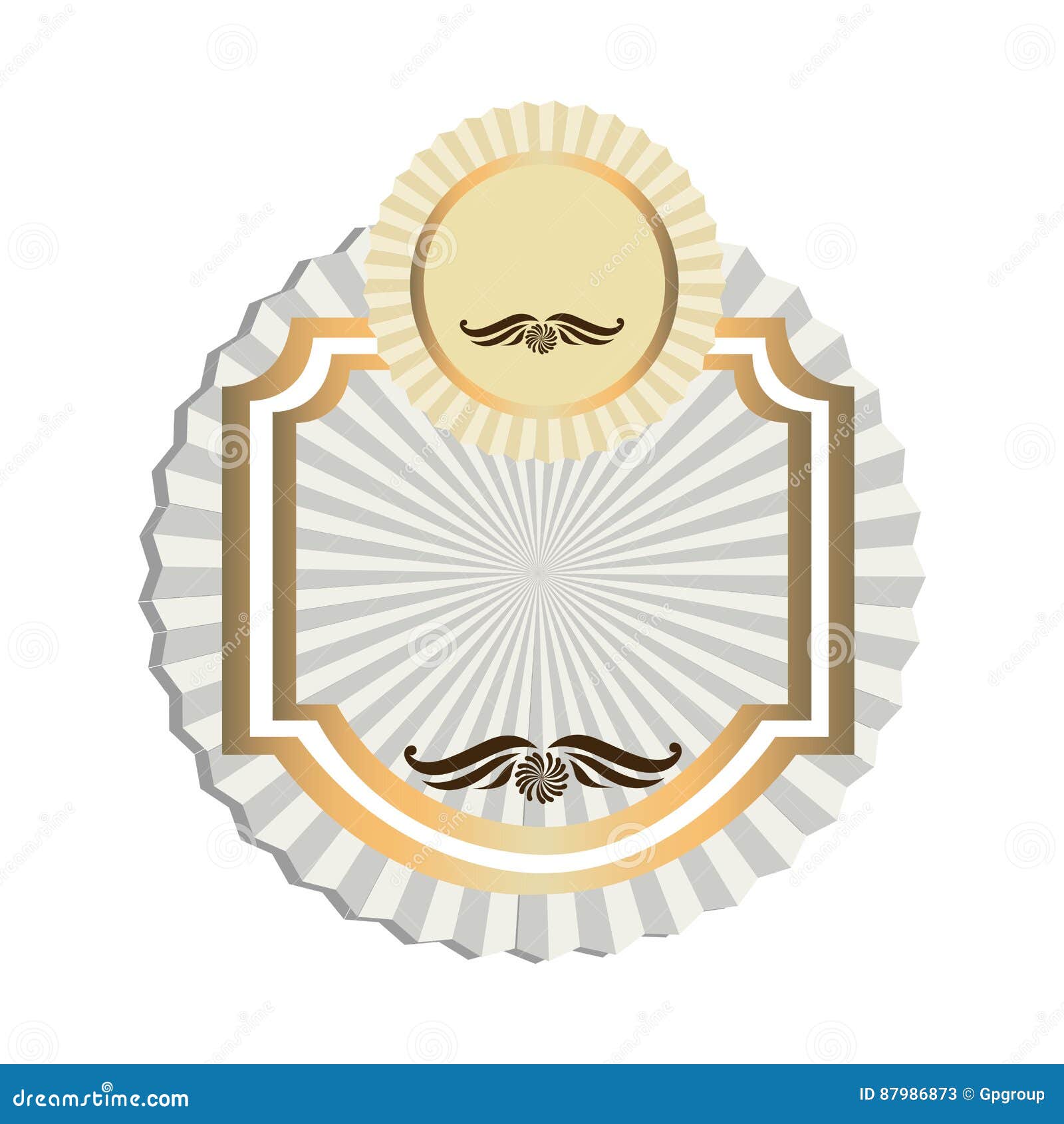 Pink Emblem with Ribbon Decoration Icon Stock Illustration ...