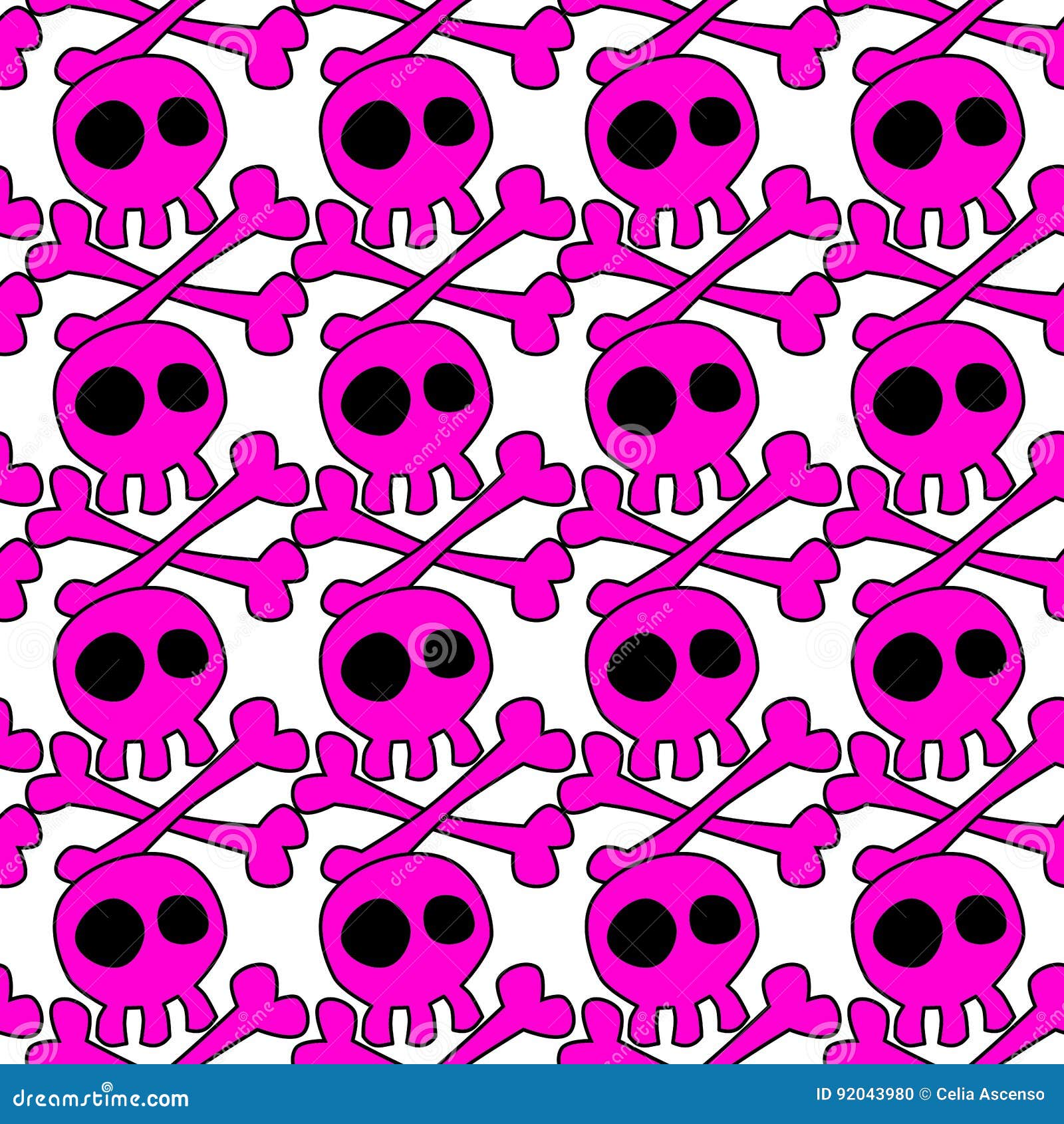 Pink Emo Skeletons Seamless Background Stock Illustration ...