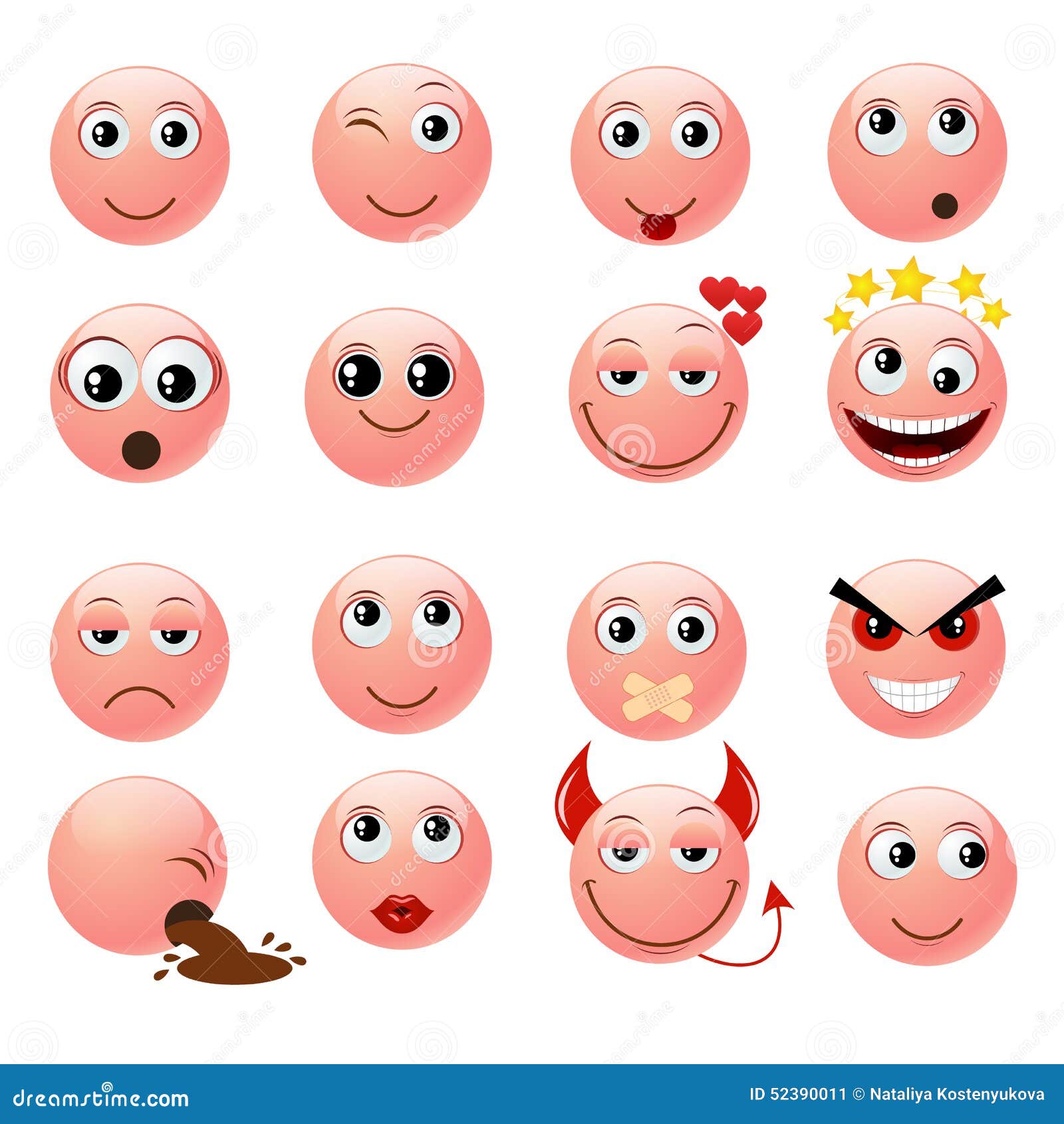 Pink emoticons stock vector. Illustration of icon, happy - 52390011