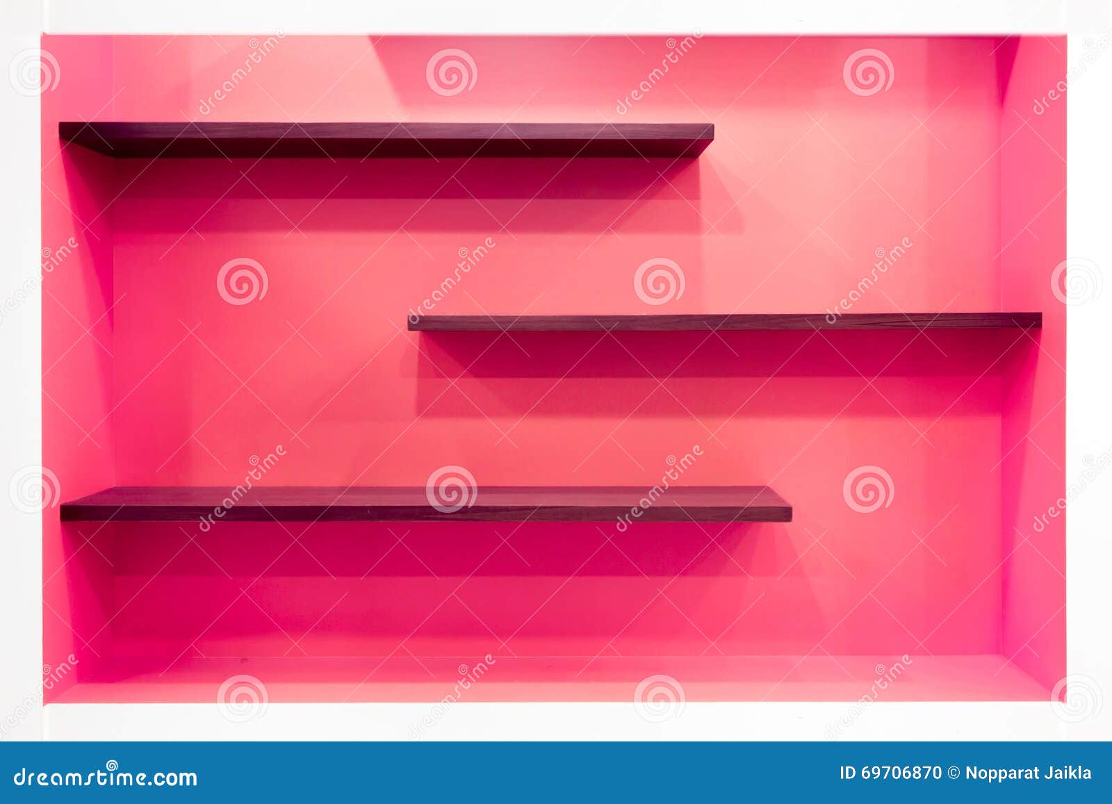 Pink Empty Modern Design Shelves on Wall Stock Photo - Image of ...