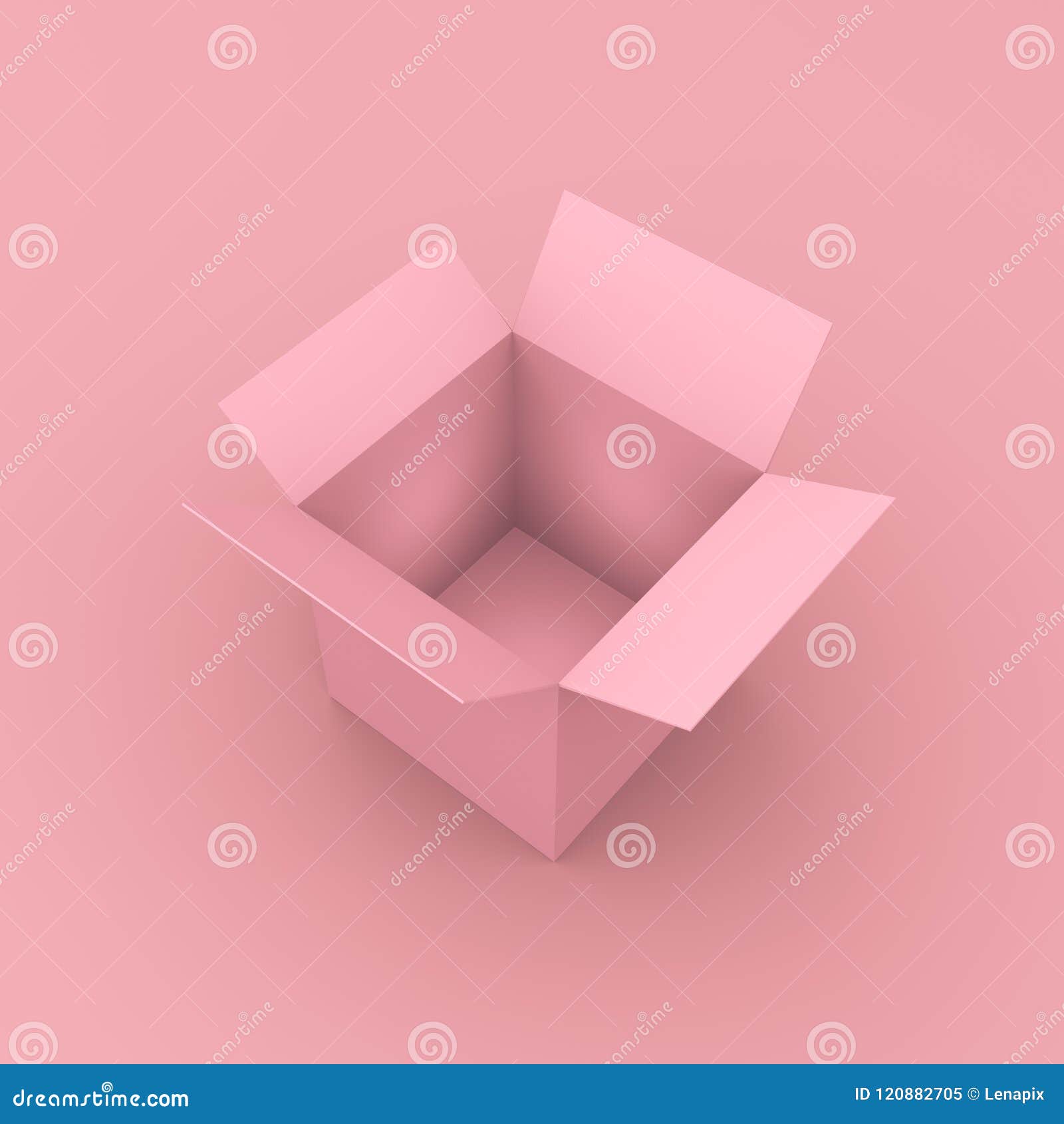 Pink Empty Opened Box Minimal Background Stock Illustration ...