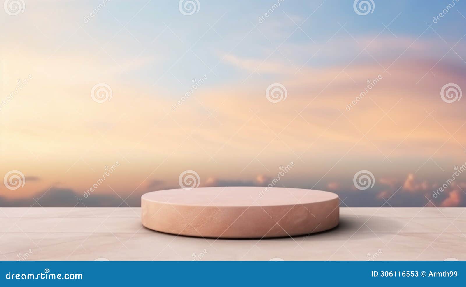 Pink Empty Podium on the Background of the Sunset Sky for Display ...