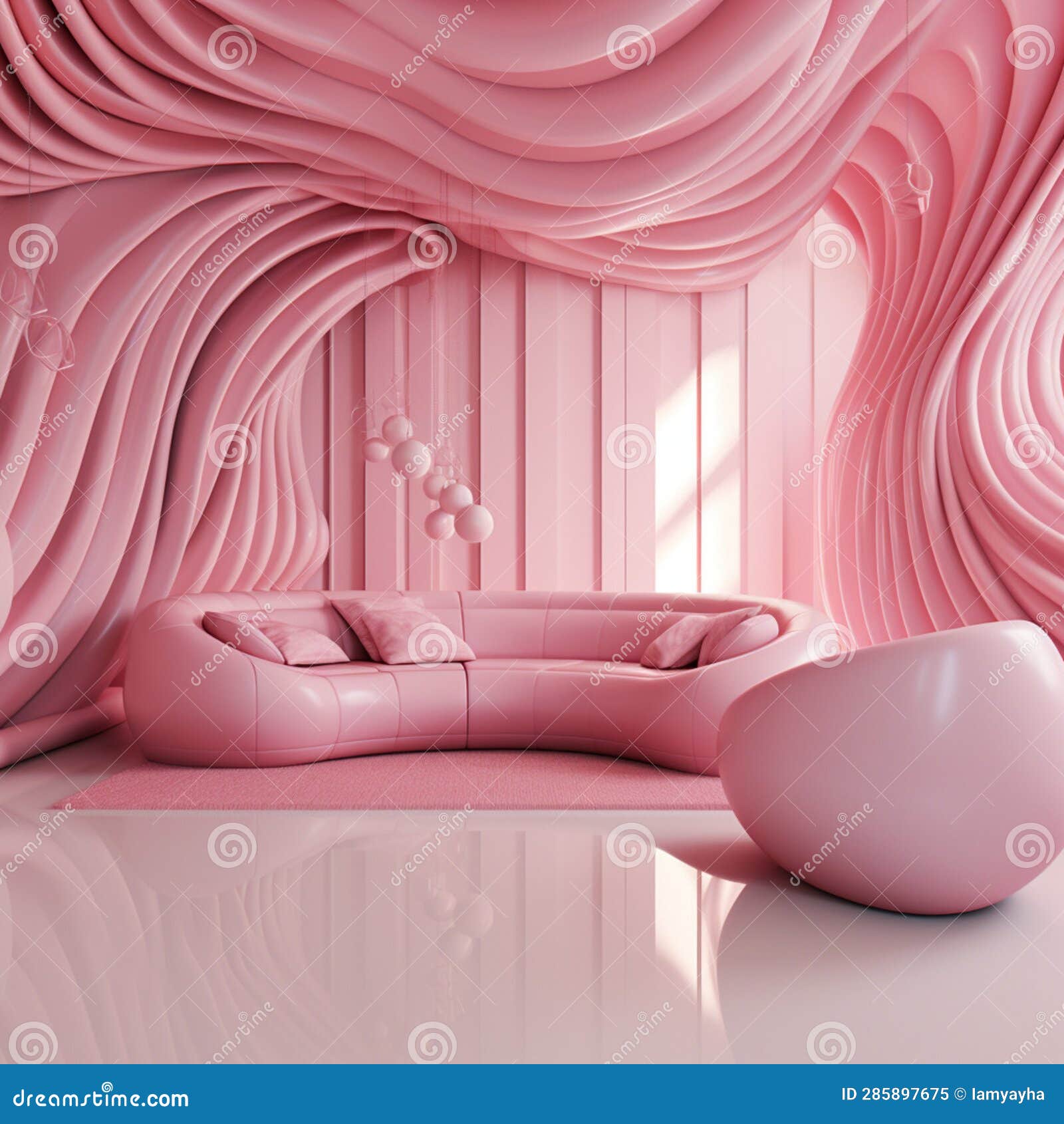 Pink Empty Room Background with Generative Ai. Modern Architecture ...