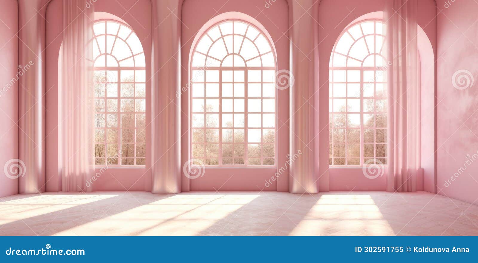 Empty Room with Large Window and Bright Light Stock Illustration ...