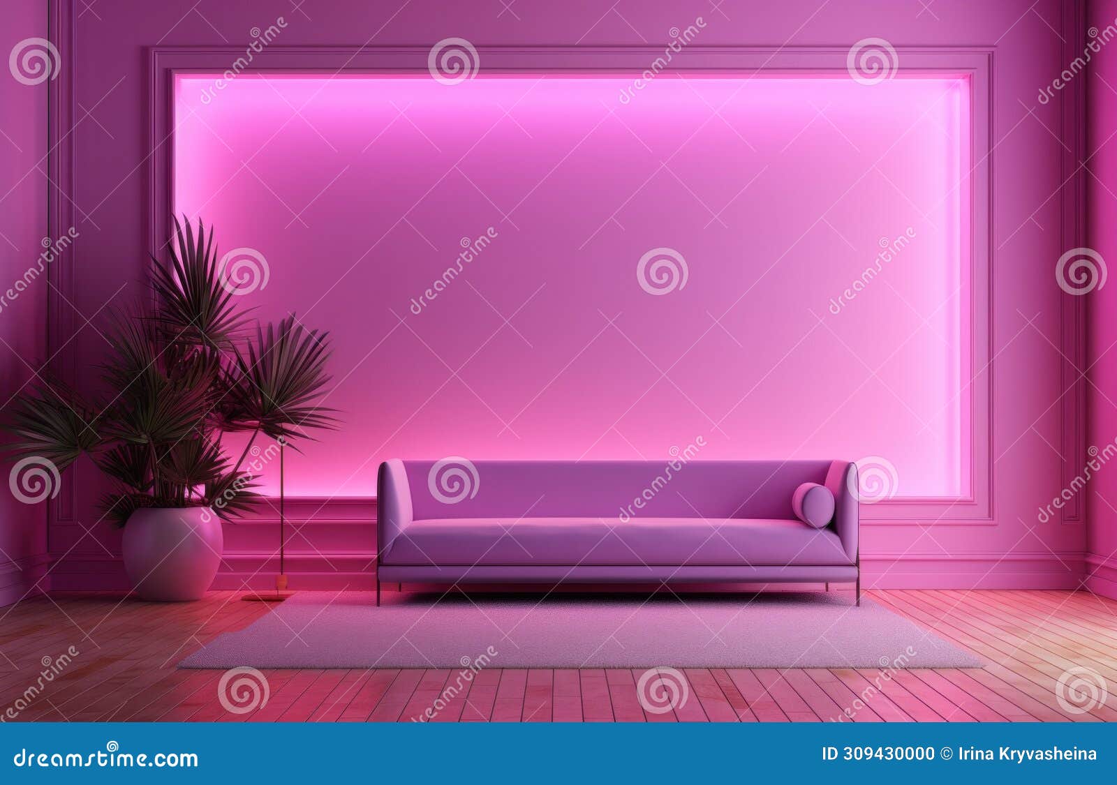 Pink Empty Room Mockup. Illustration AI Generative Stock Illustration ...