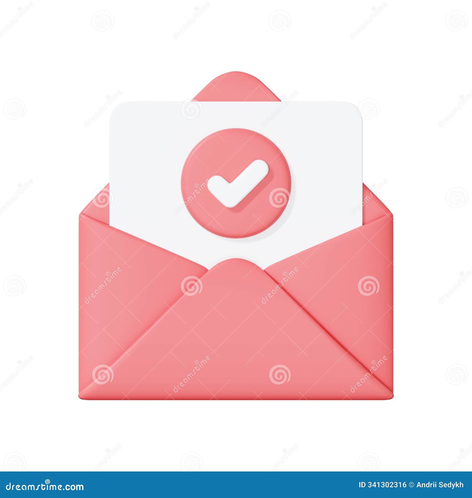 Pink Envelope with Check Mark Icon Insert Stock Illustration ...